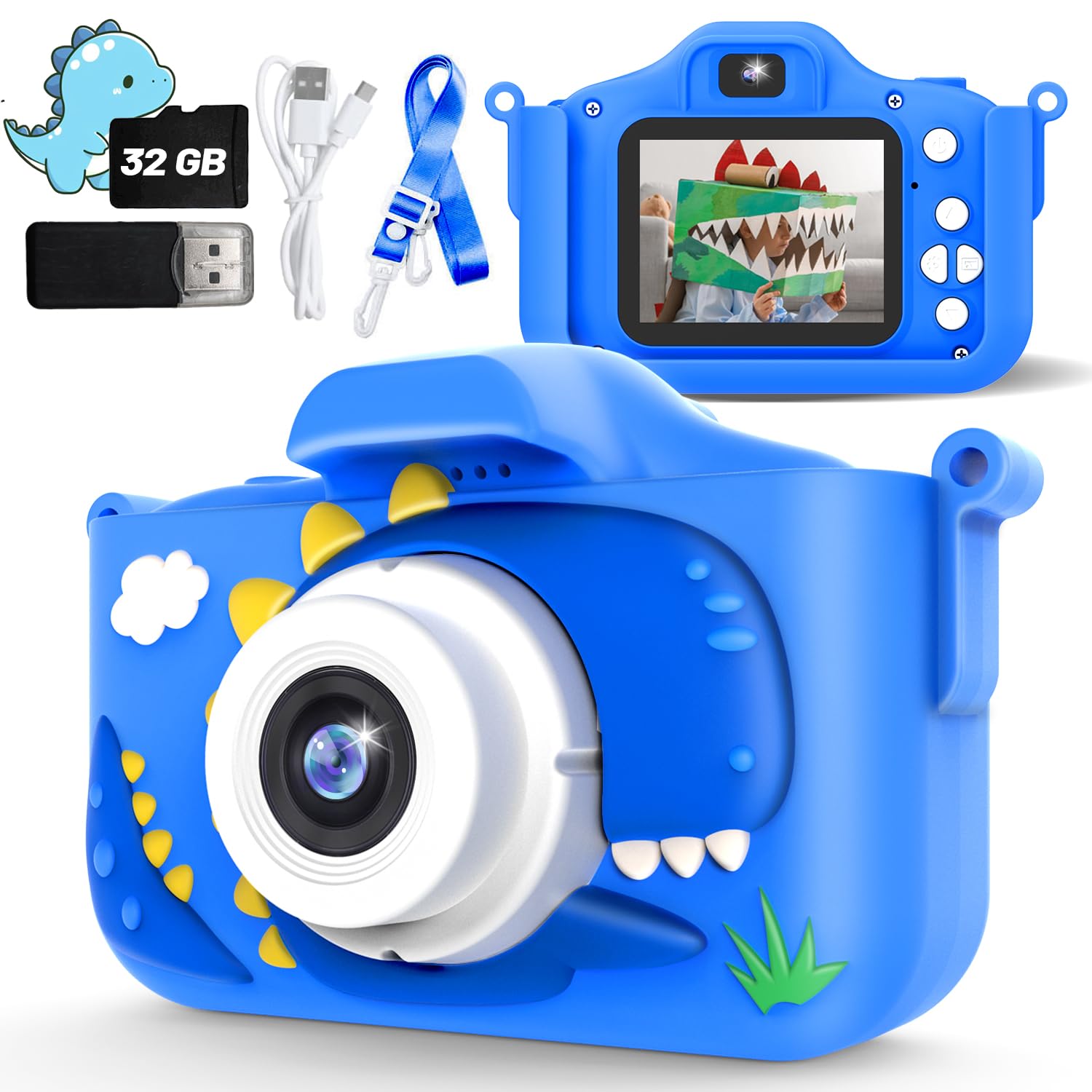 Amazon.com: Kids Camera for Boys Dinosaur Toys Age 3-8 with 48MP 1080P ...