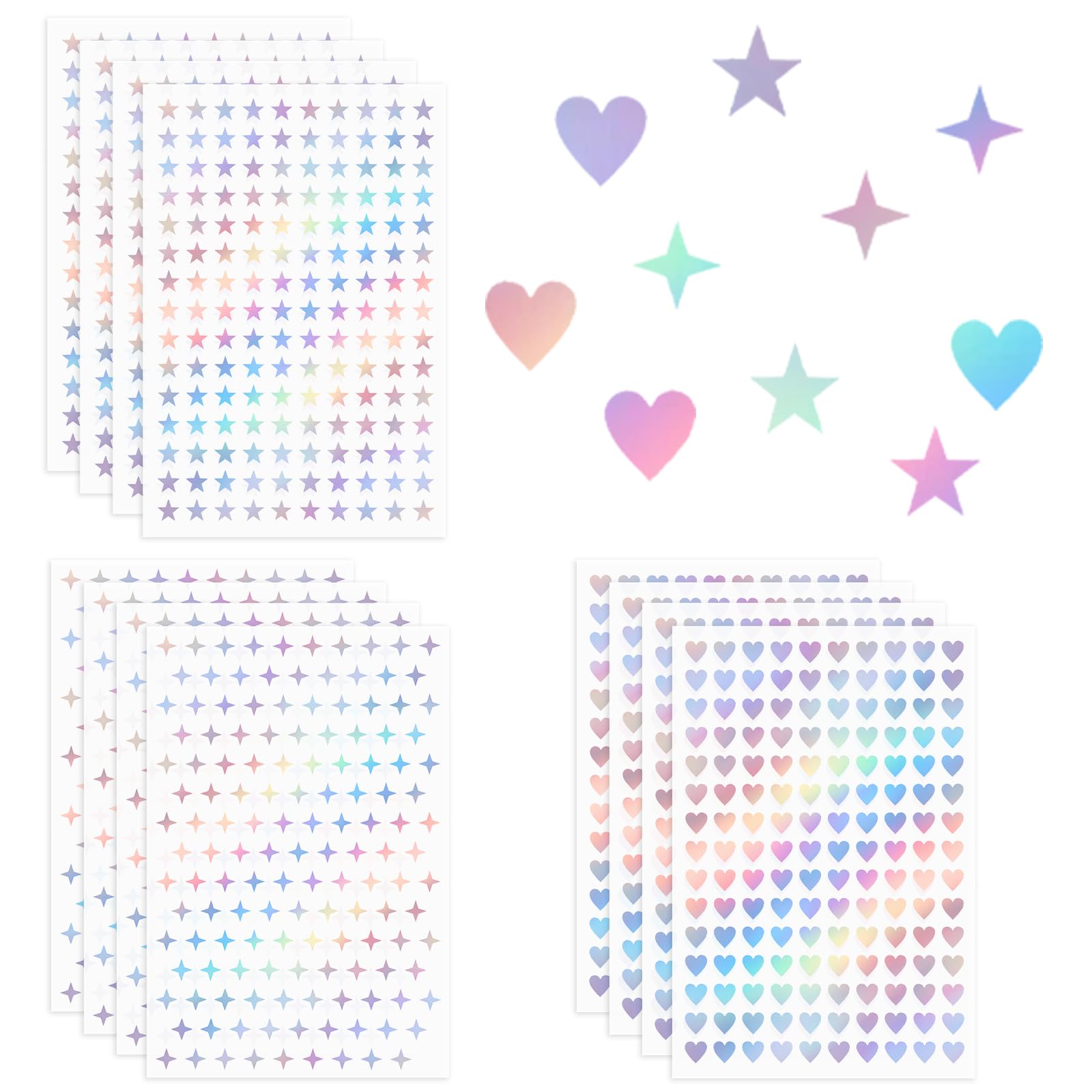 Amazon.com : 1800 Pcs Self-Adhesive Mini Holographic Stickers for ...