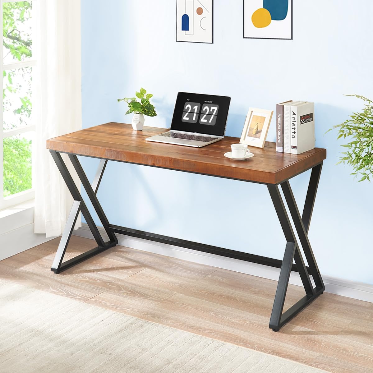 Amazon.com: SUBVERS Modern Simple Natural Solid Wood Thick Computer ...