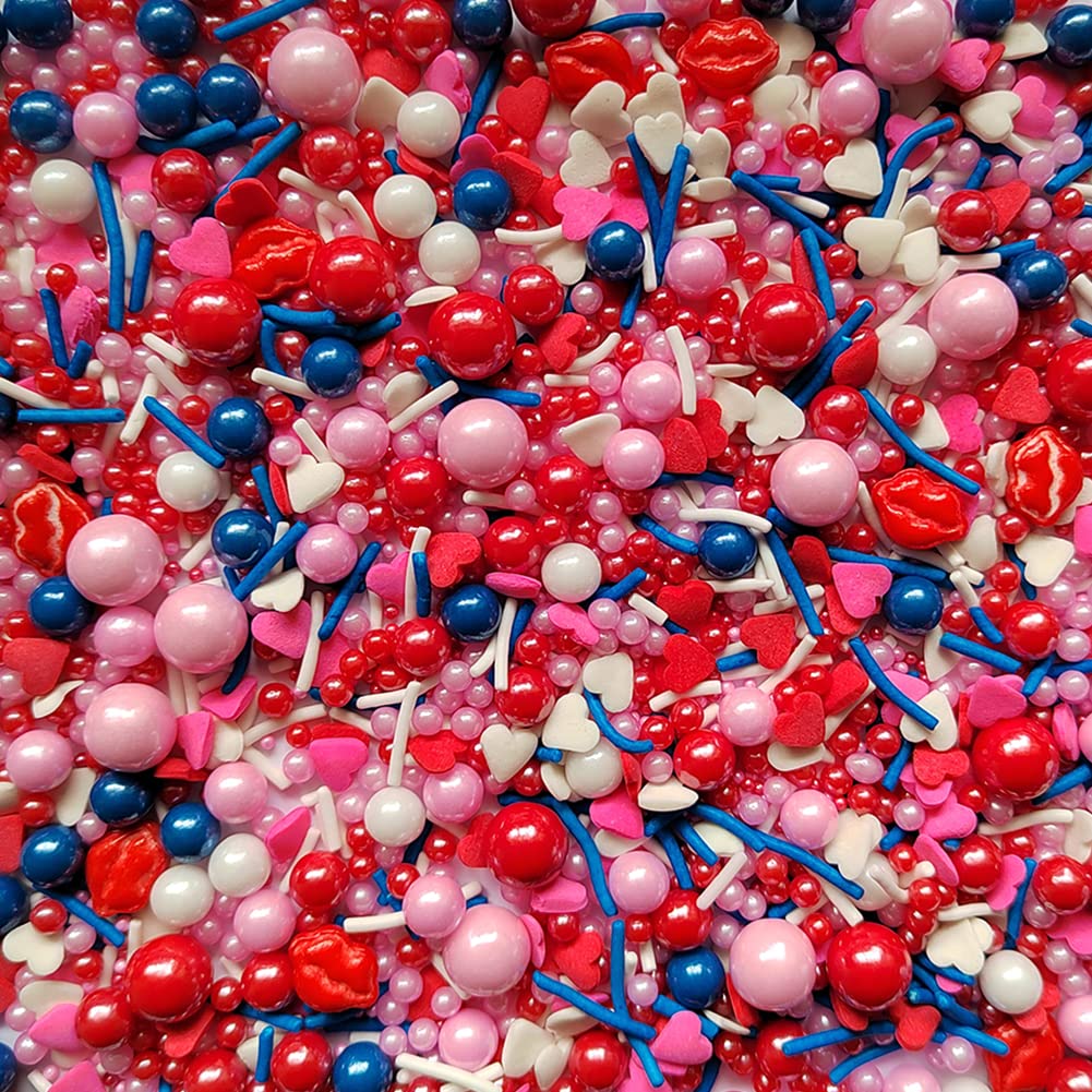 Amazon.com: 1 Bottle Edible Candy Pearls, Hearts, and Lips Sprinkles ...