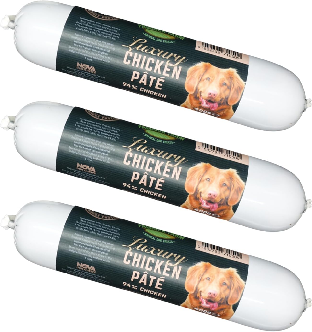 Paddock Farm - Dog Food Chicken Pate Tube Pack Of 3x 400g. Single ...