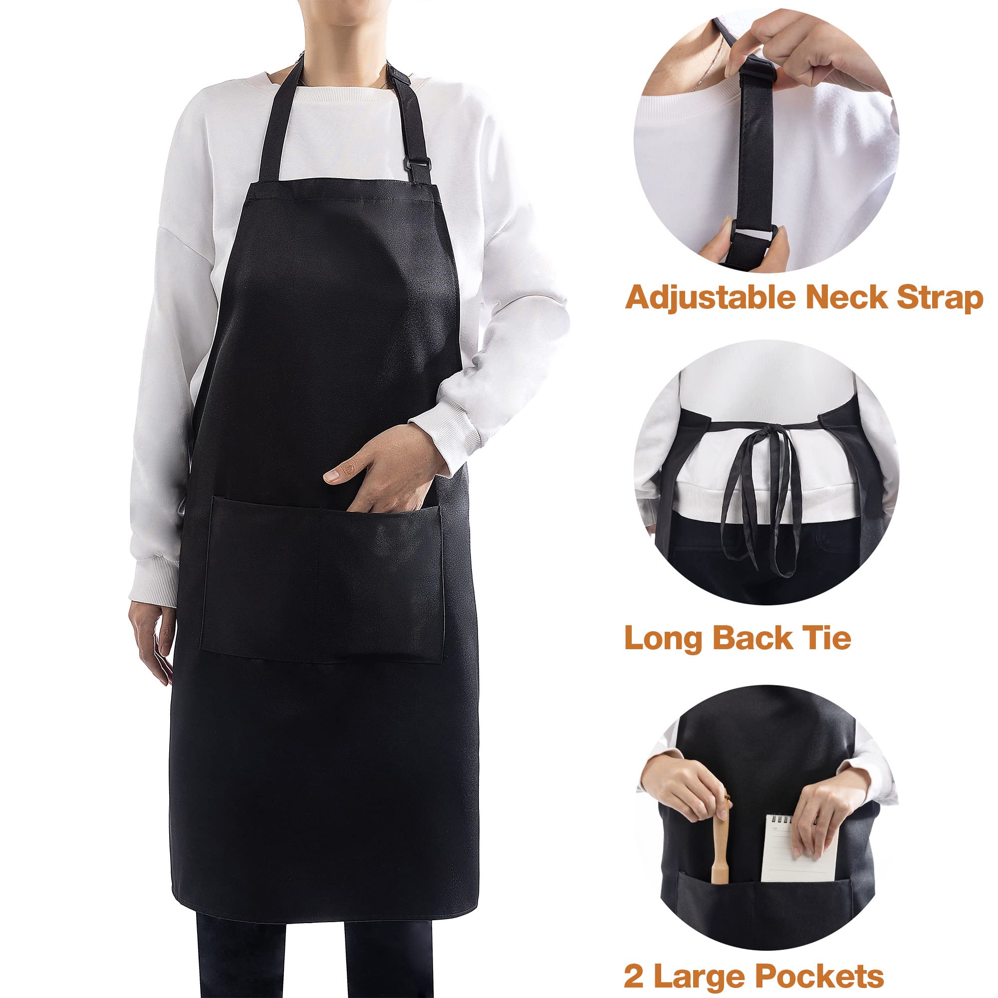 Snapklik.com : Loteaf 4 Pack Adjustable Apron, Black Apron