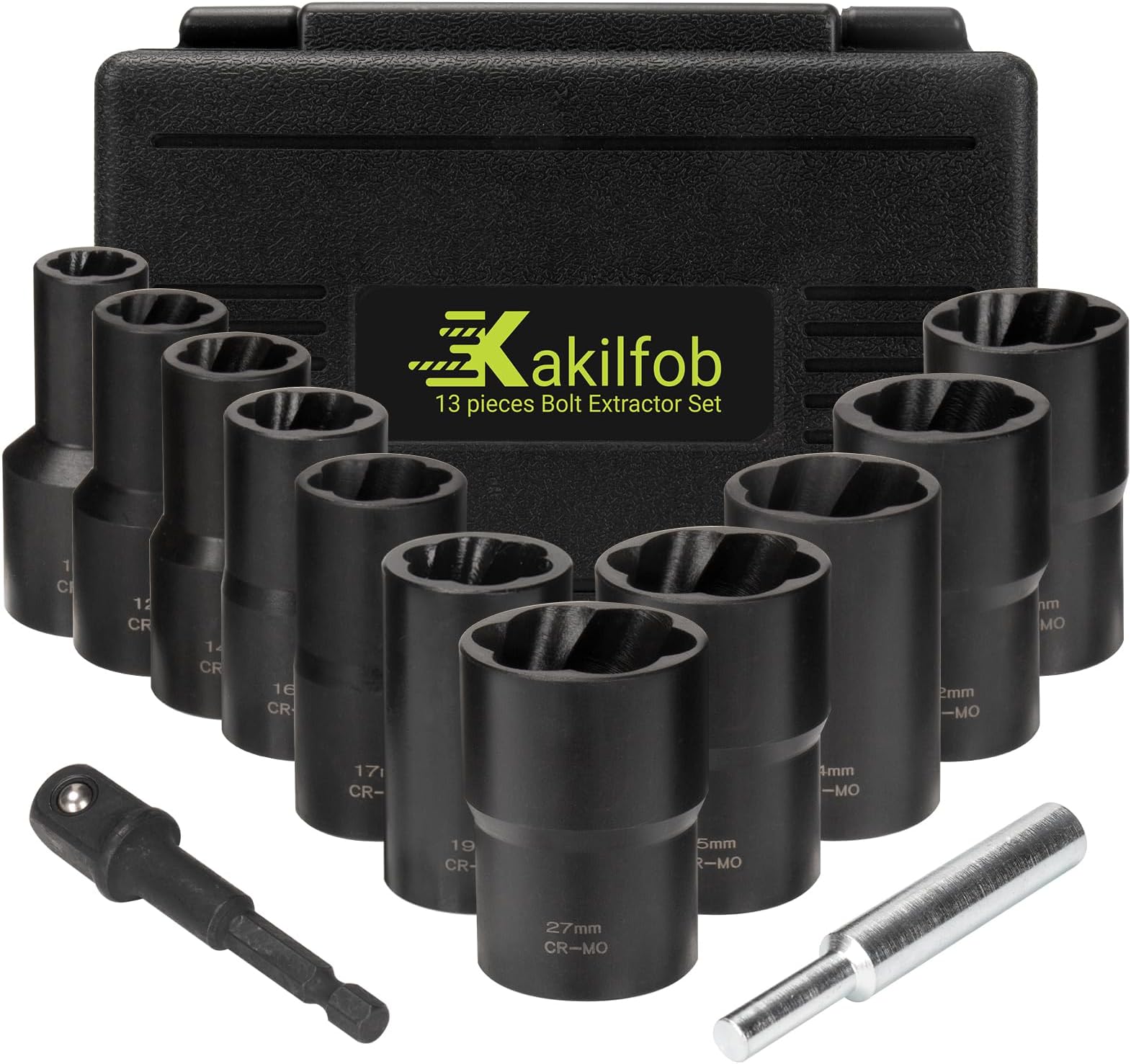 KAKILFOB Lug Nut Extractor Twist Socket Set, 13 Pieces Wheel Lock ...