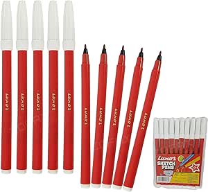 ColorMark Felt Tip Colouring Pens, RED, Pack of 10, Fine Point, Write ...