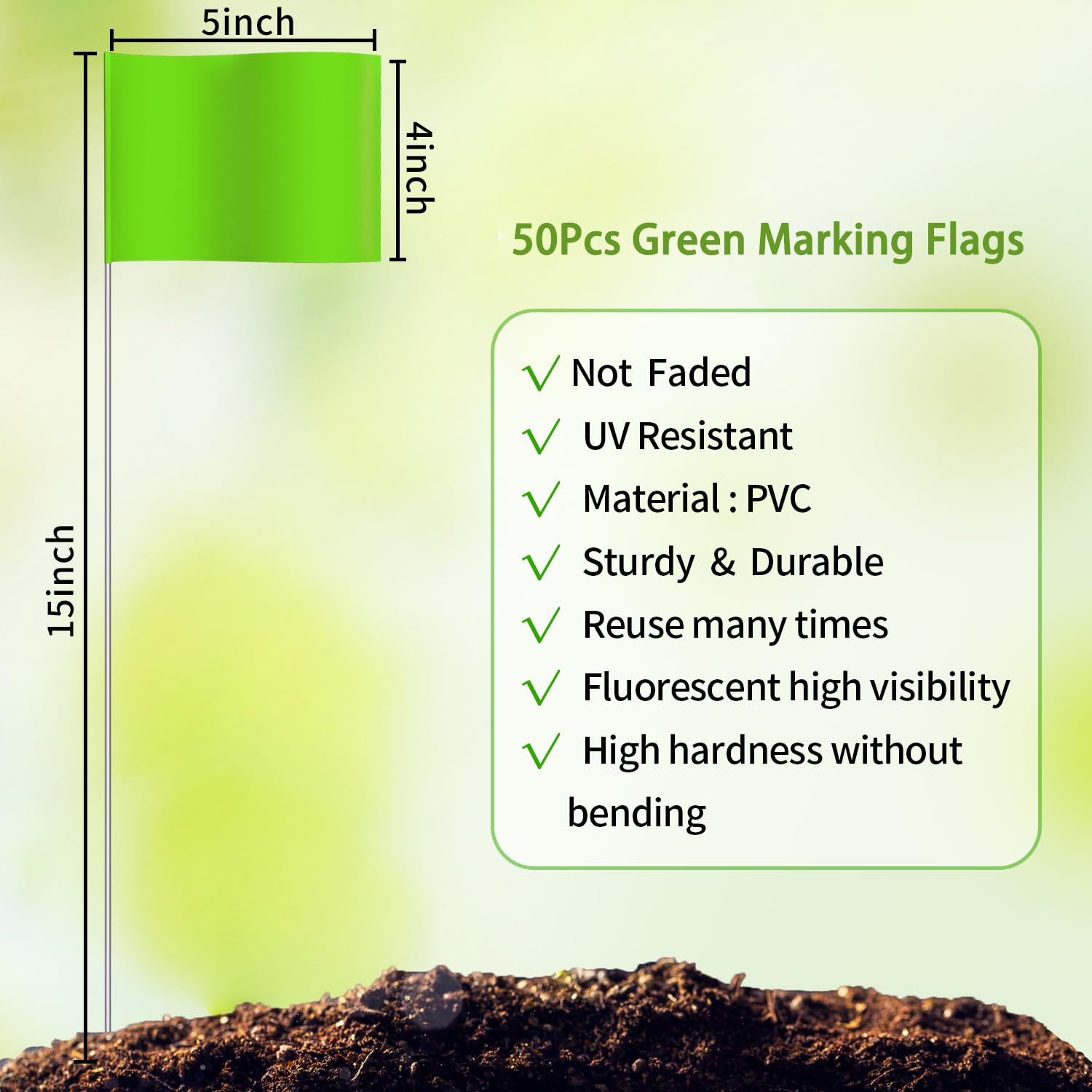 Snapklik.com : Zozen 50Pack Green Marking Flags, Writable/15x4x5 Inch, Yard Flags For Lawn ...