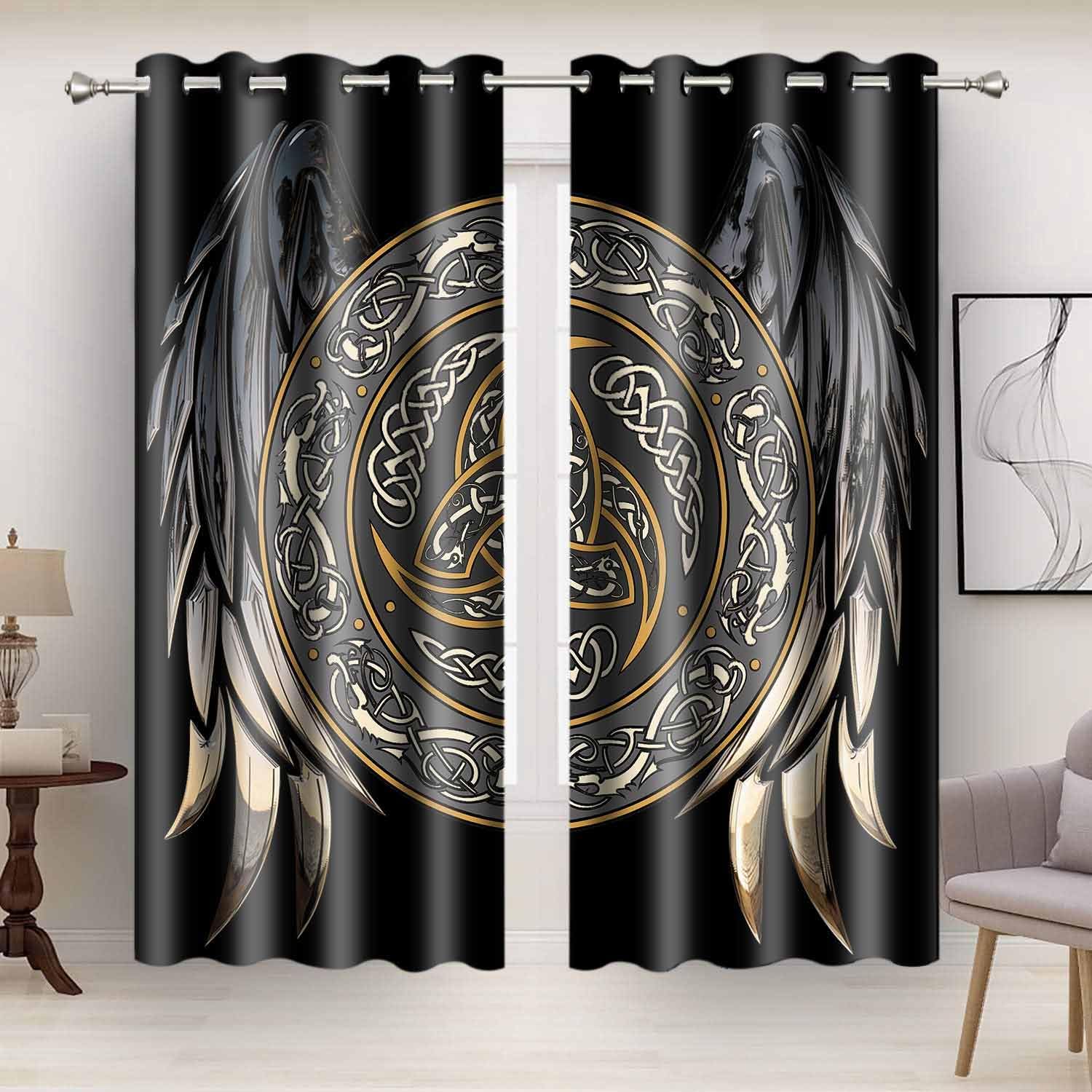 Amazon.com: MIZSYE Viking Wings Curtains Viking Art Mystery Nordic ...