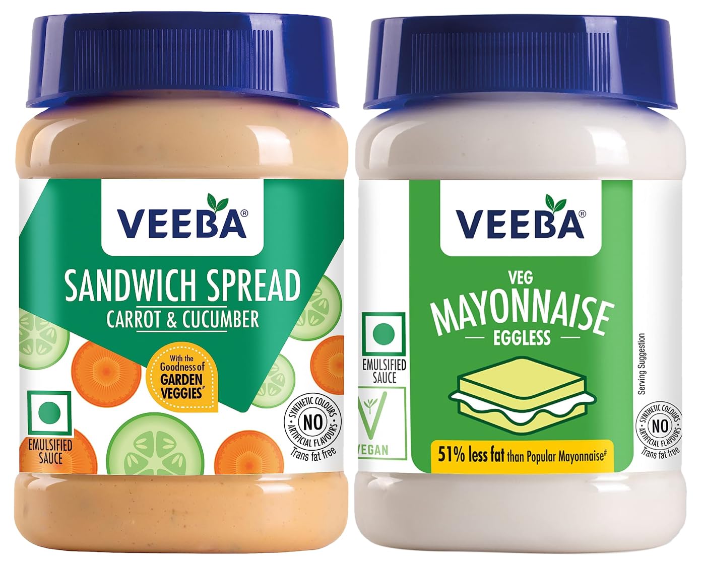 Veeba Carrot and Cucumber Sandwich Spread, 250g & Veeba Eggless ...