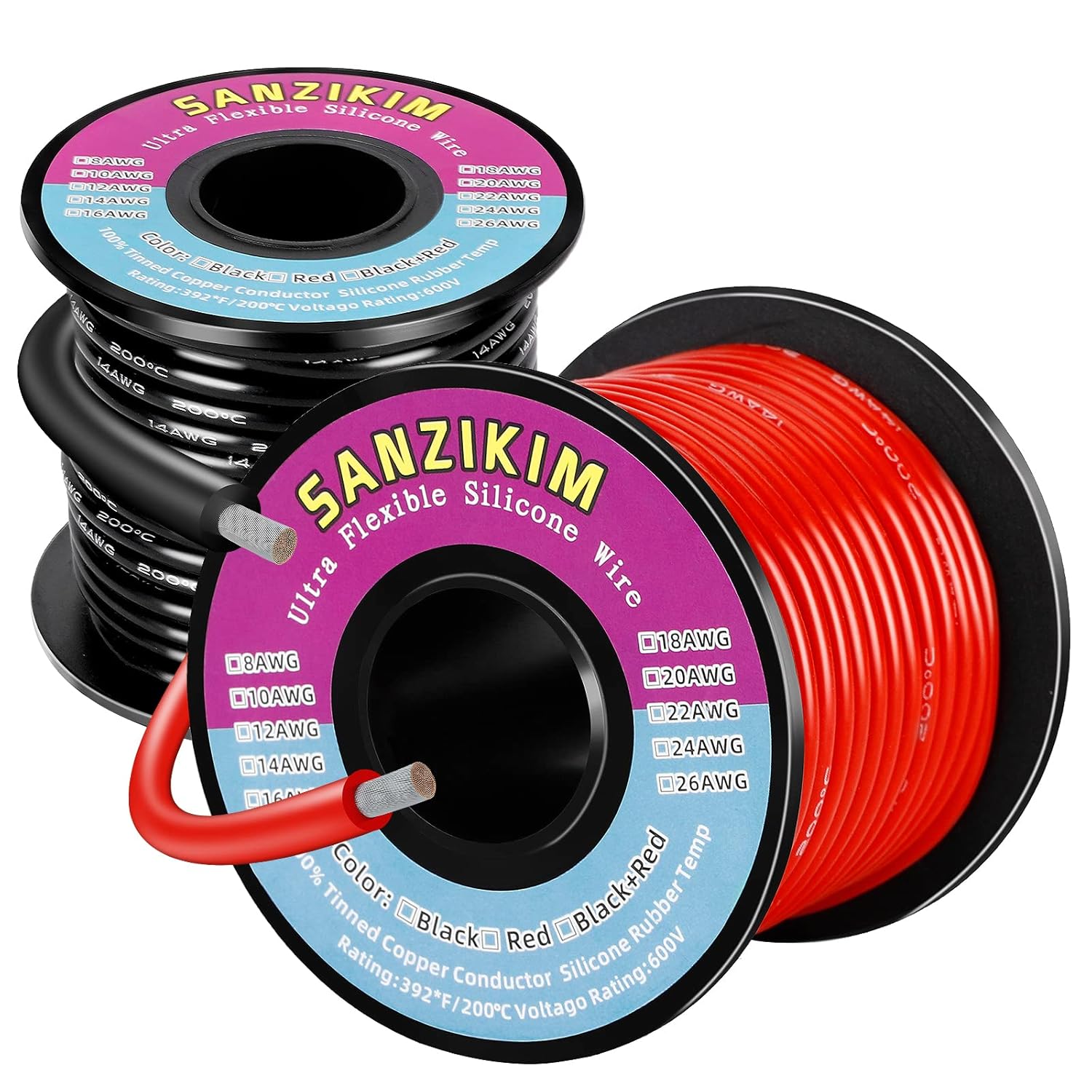 8 AWG Wire Cables- 8 Gauge Stranded Copper Wire, 8ga Flexible Hook Up ...