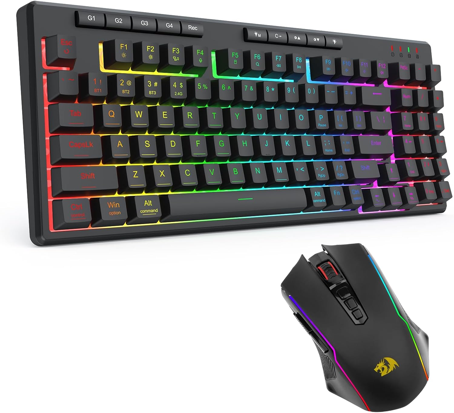 Amazon.com: Redragon K517 Pro & M914 Wireless Gaming Bundle: RGB Backlit Keyboard & 12K DPI ...