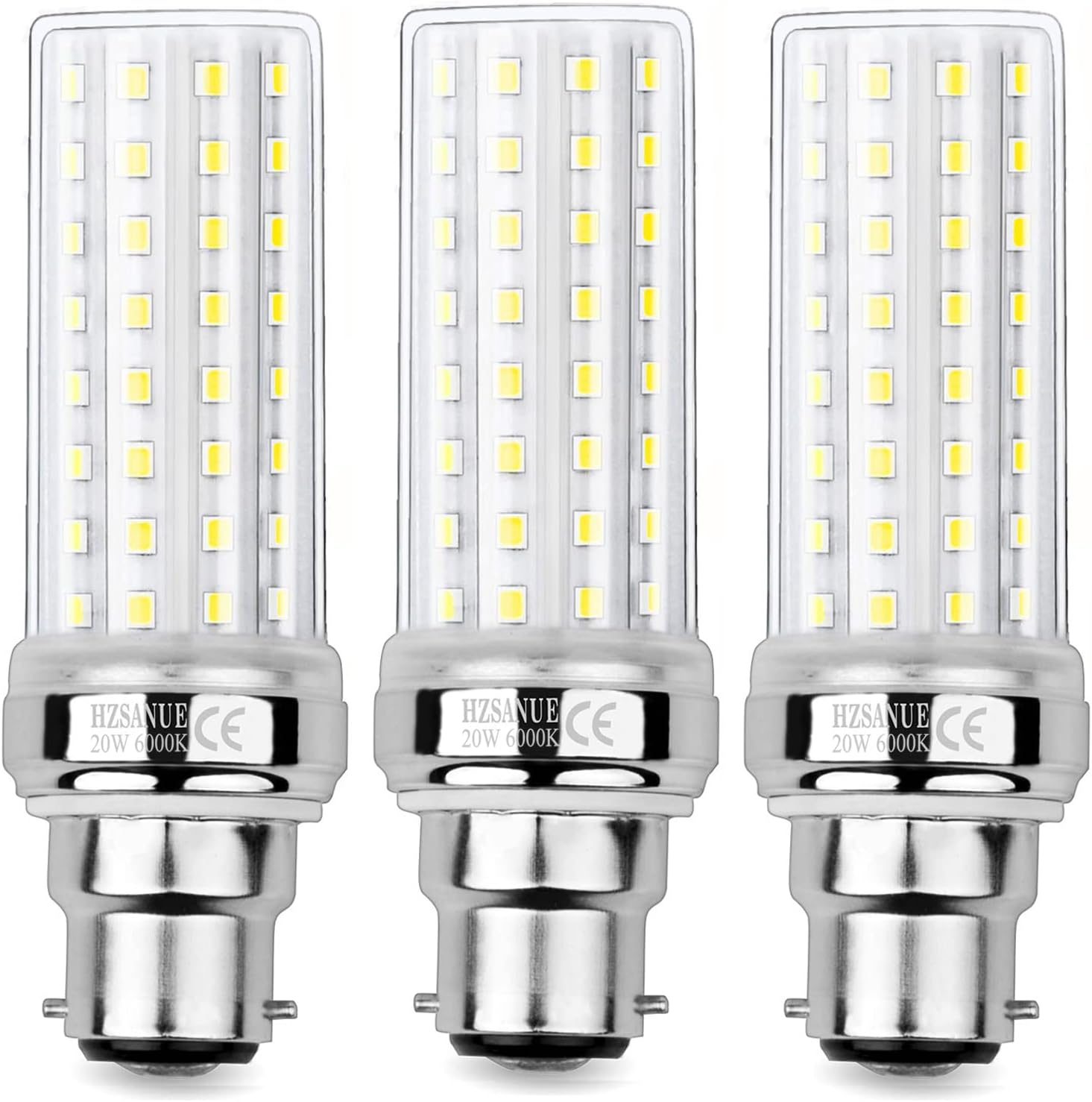 HZSANUE LED Corn Bulbs 20W, 6000K Daylight White, 2200Lm,B22 Bayonet ...