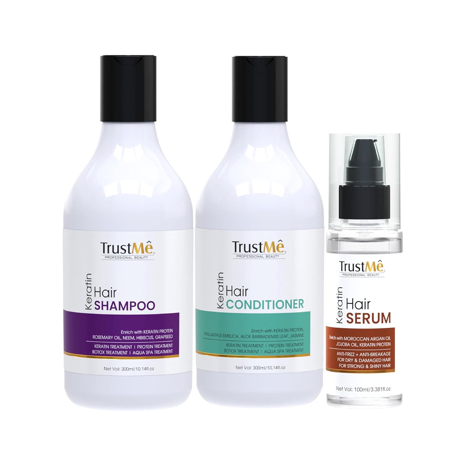 TRUST ME Keratin Shampoo, Conditioner and Serum Set, 700 ml, For Strong ...