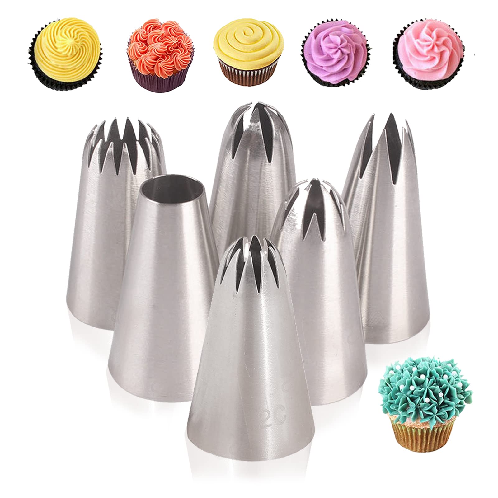 Icing Piping Set, 6 PCS Piping Tips Cake Decorating Supplies Kit Baking ...