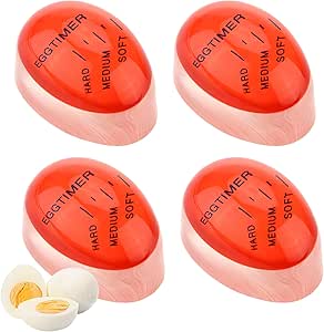 4 Pack Egg Timer for Boiling Eggs,Color Changing Indicator Hard Medium ...