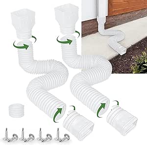 Gutter Downspout Extensions, 2 Pack Flexible Rain Downspout Extender ...