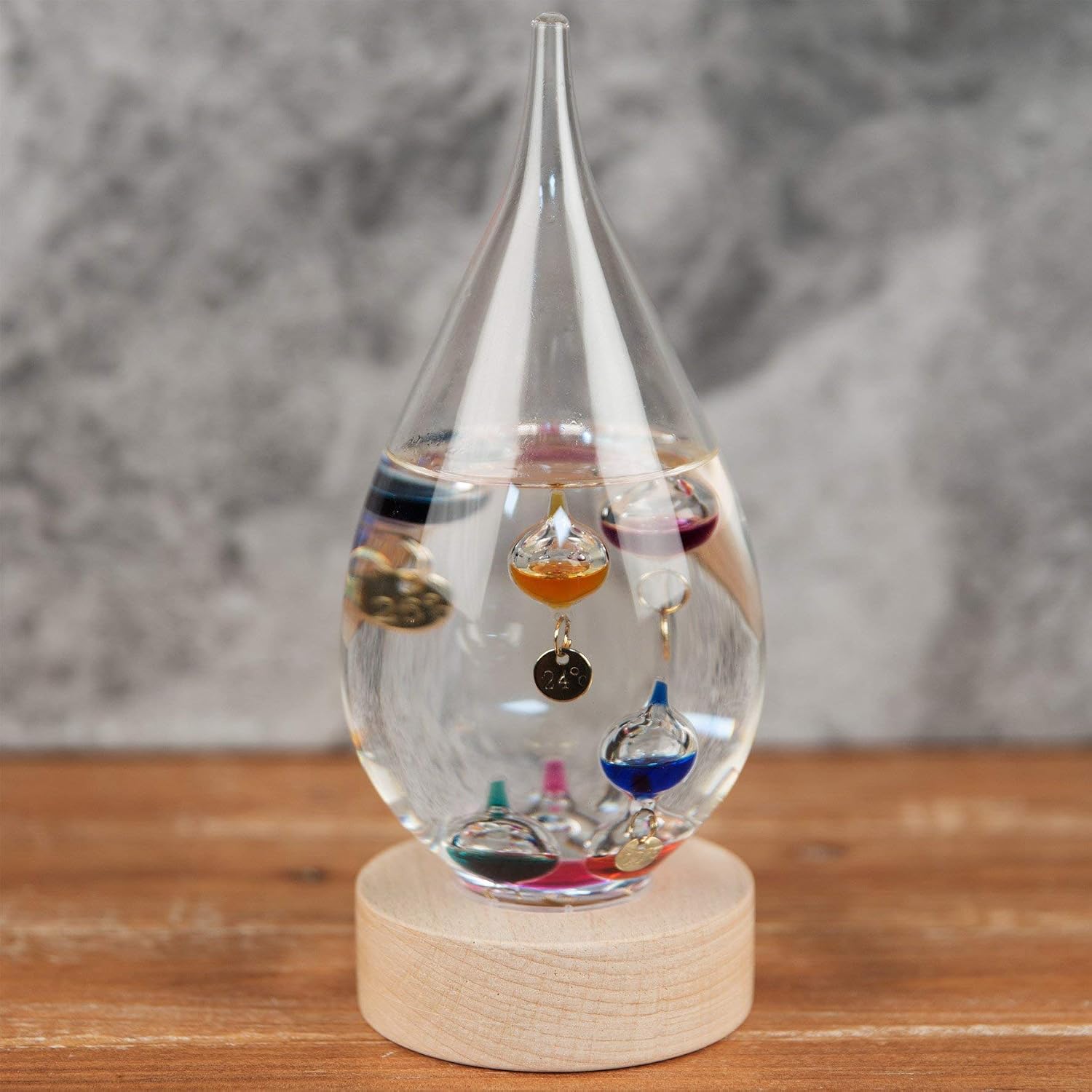 Large Tear Drop Galileo Thermometer Wood Base 20cm : Amazon.co.uk ...