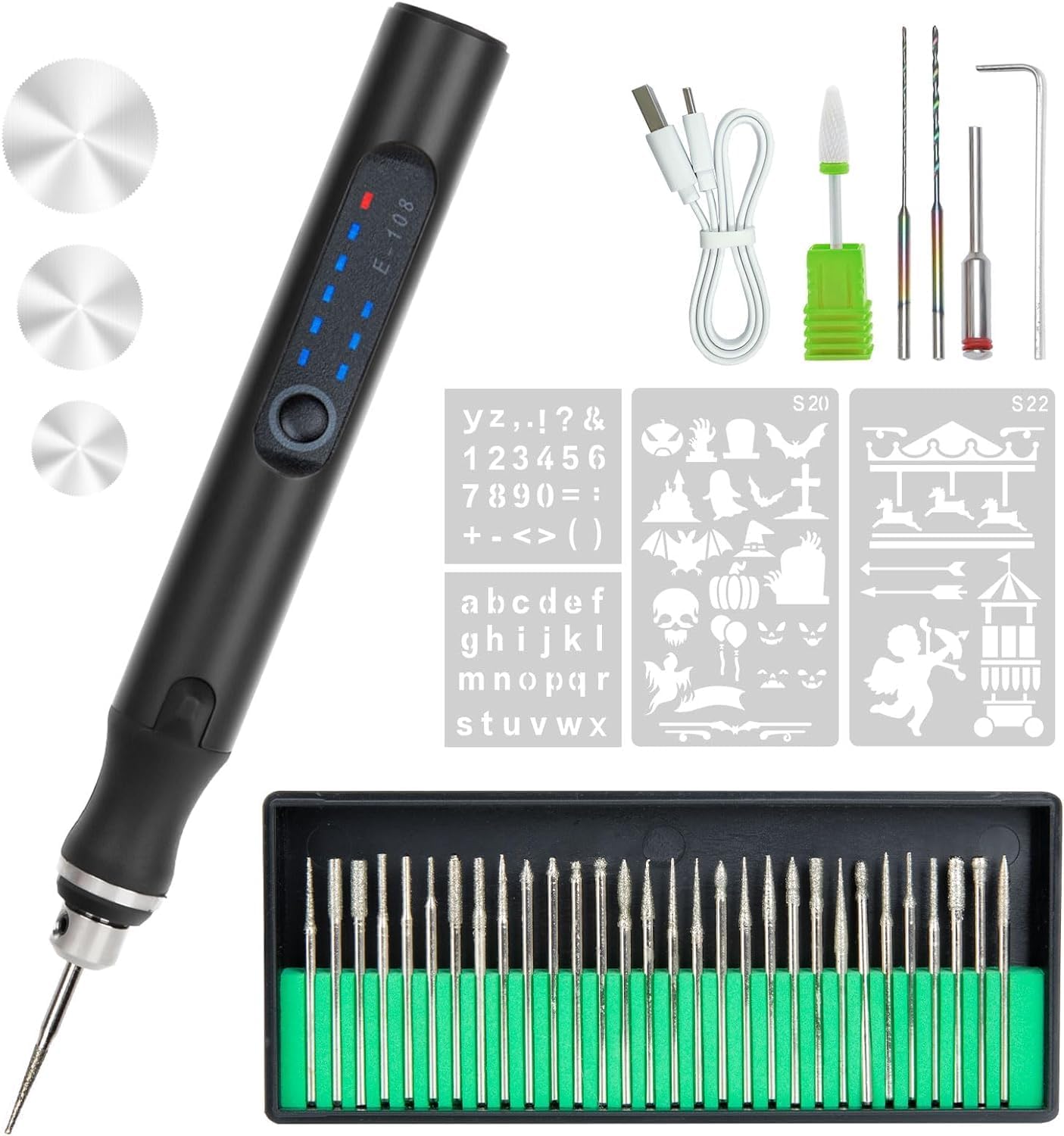 Amazon.com: USB Rechargable Engraving Pen with 36 Bits, Mini Electric ...