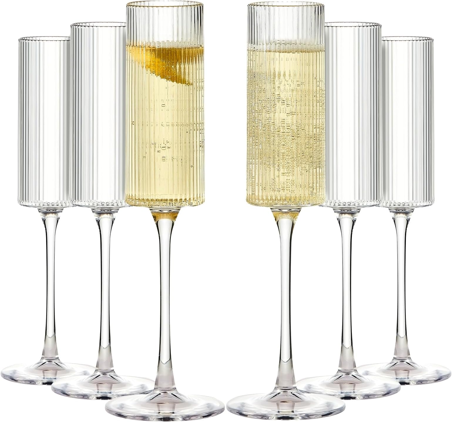 Amazon.com | JoyJolt – ELLE 6oz Champagne Glasses. Vintage Style Unique ...
