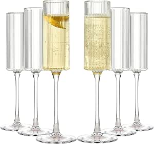 Amazon.com | Lueumxc 16 Pack Ribbed Acrylic Champagne Flutes, 5.5 Oz ...
