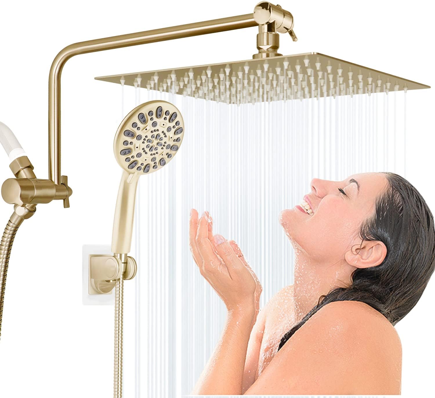 Hibbent All Metal Shower Head, 10'' High Pressure Rainfall Shower Head ...