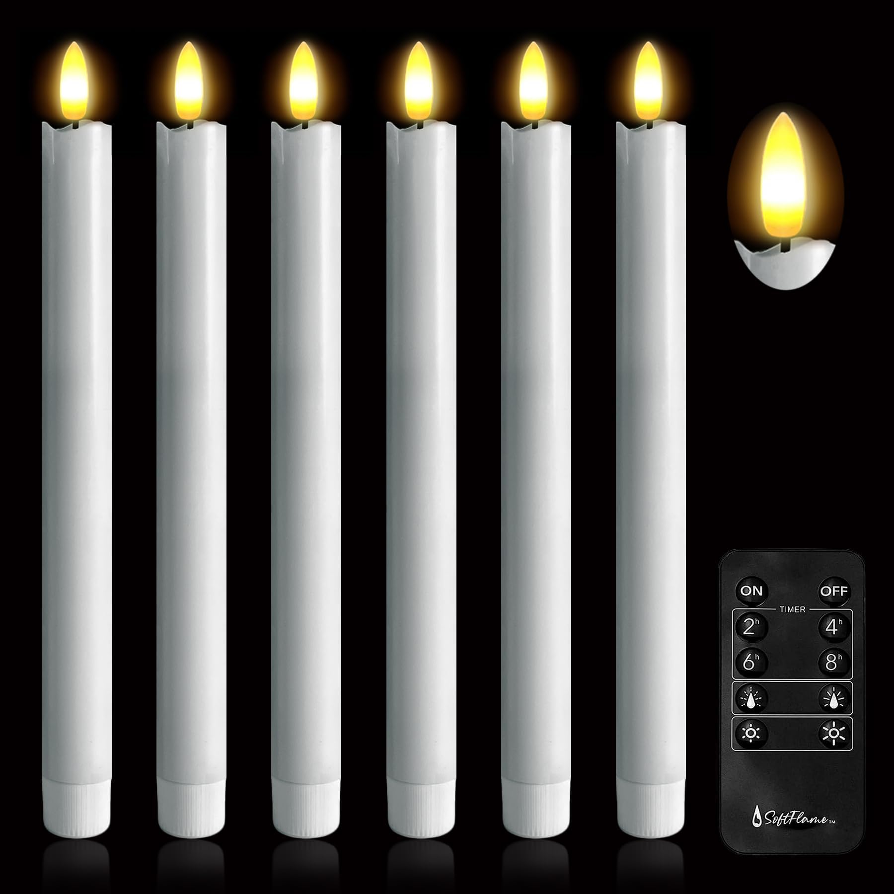 Arora Remote Control Flameless Taper Candles S 2 3d