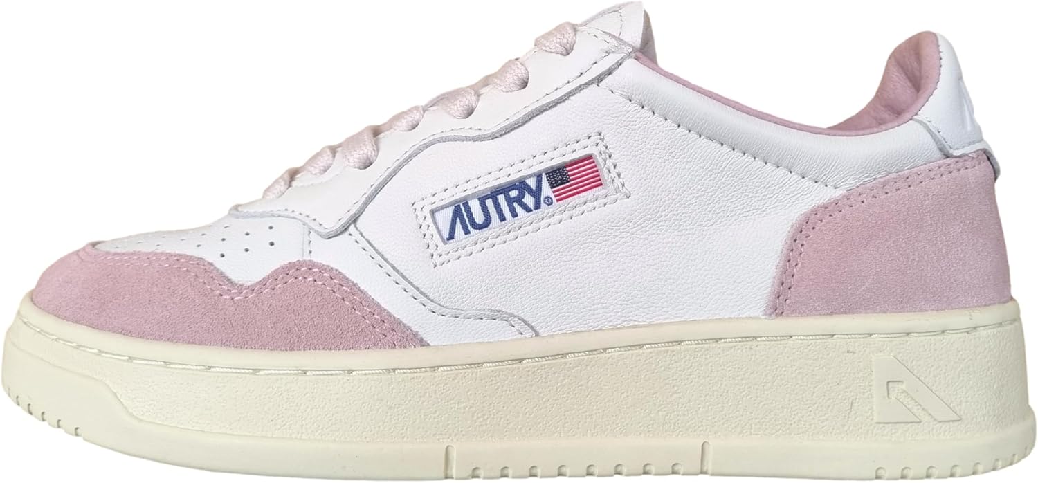 AUTRY Chaussures Sneakers Femme en Cuir et Suède AULW GS36 Blanc Rose ...