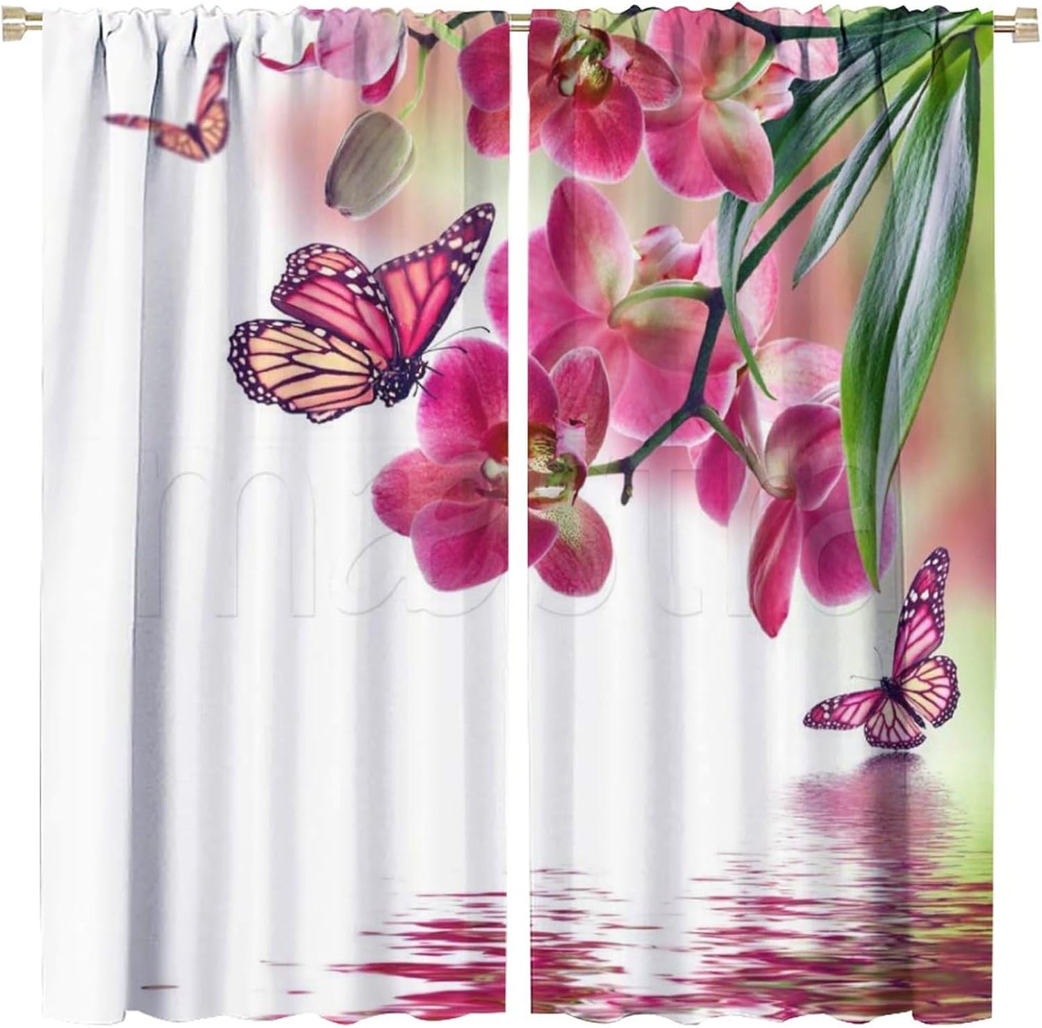 Amazon.com: Butterfly Curtain Pink Floral Decoration with Butterfly ...
