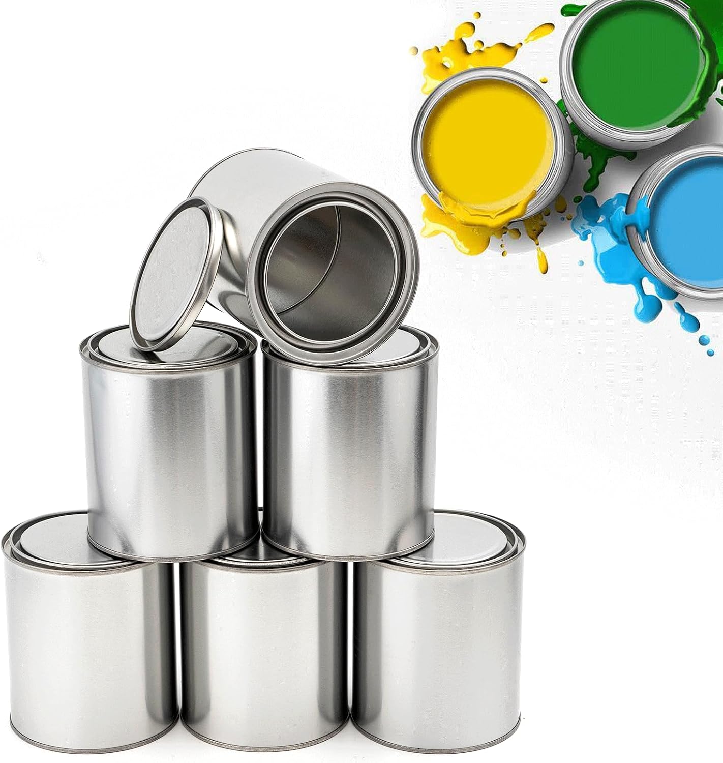 6Pcs Metal Paint Cans - 1 Litre Empty Unlined Paint Cans with Lids ...