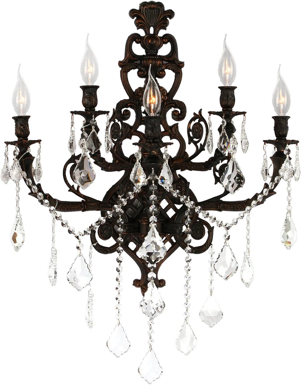 Worldwide Lighting W23318F19 5 Light Flemish Brass Finish Sconcc ...