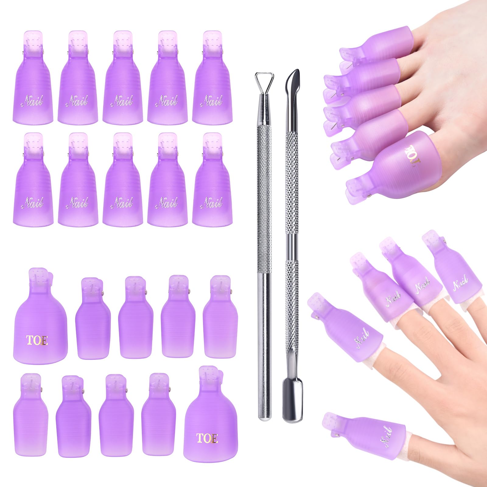 Amazon.com : siyuwuro 22Pcs Gel Nail Polish Remover Clips Kit Plastic ...