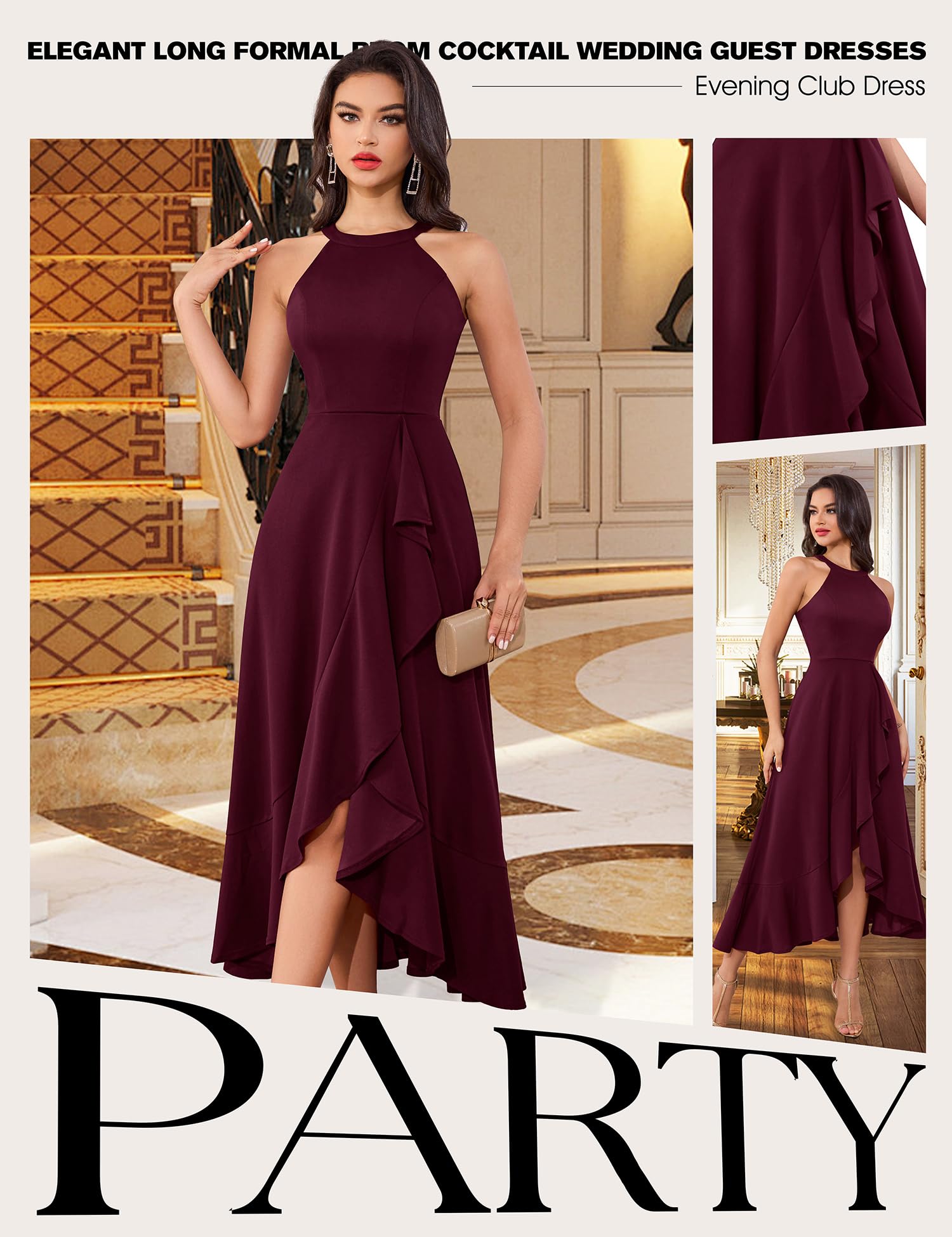 Snapklik.com : Womens Halter Split Hem Party Dress Elegant Long Formal ...