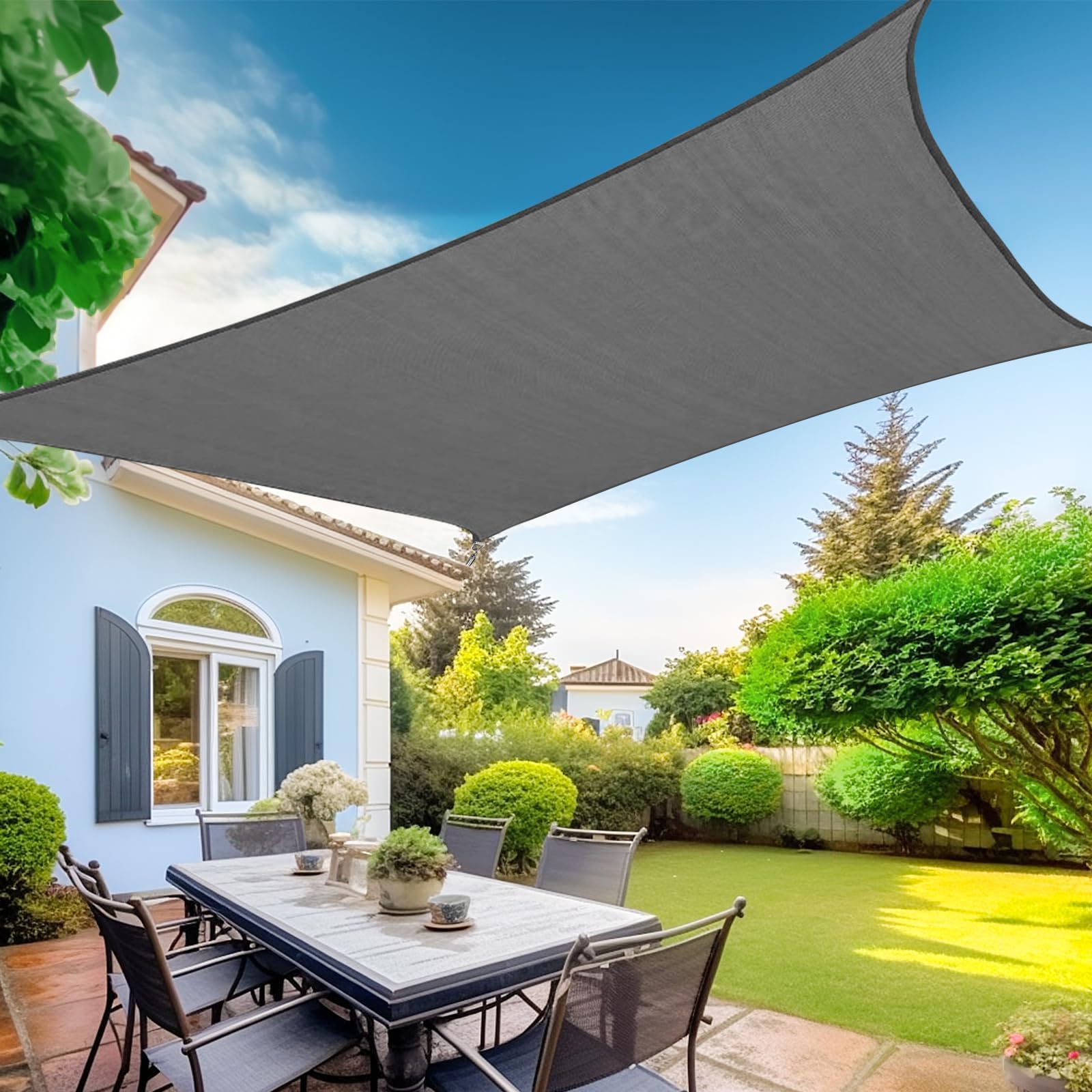 Amazon.com : KANAGAWA Sun Shade Sail Curved 24'X24' Dark Grey Rectangle ...
