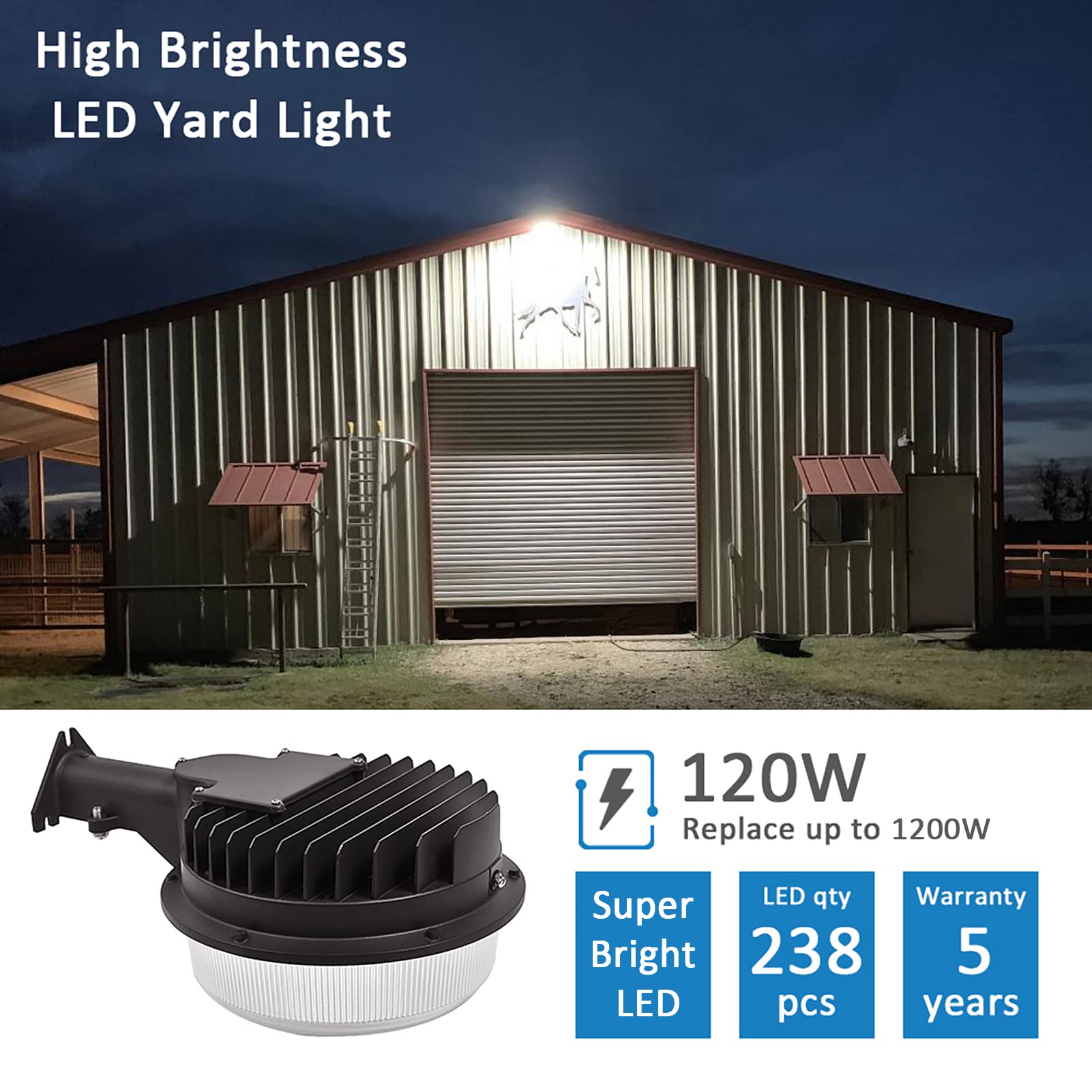 Snapklik.com : SZGMJIA 120W LED Barn Light, 18000lm Dusk To Dawn ...