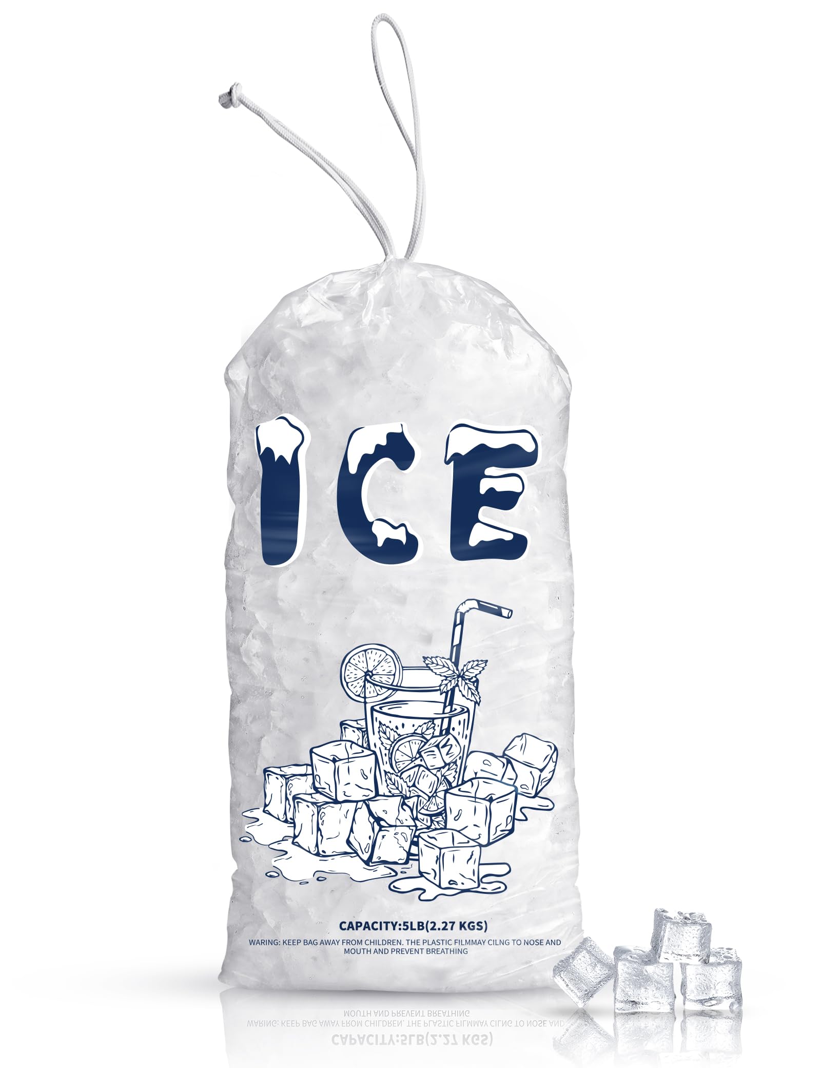 Snapklik.com : 50 Pack Plastic Ice Bags 5 Lb, Heavy-Duty Ice Bags 17 X ...
