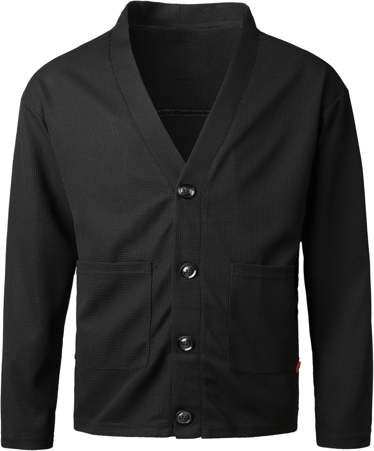 Herothorn Men's Long-Sleeve Cardigan V-Neck Waffle Jacket Lightweight ...