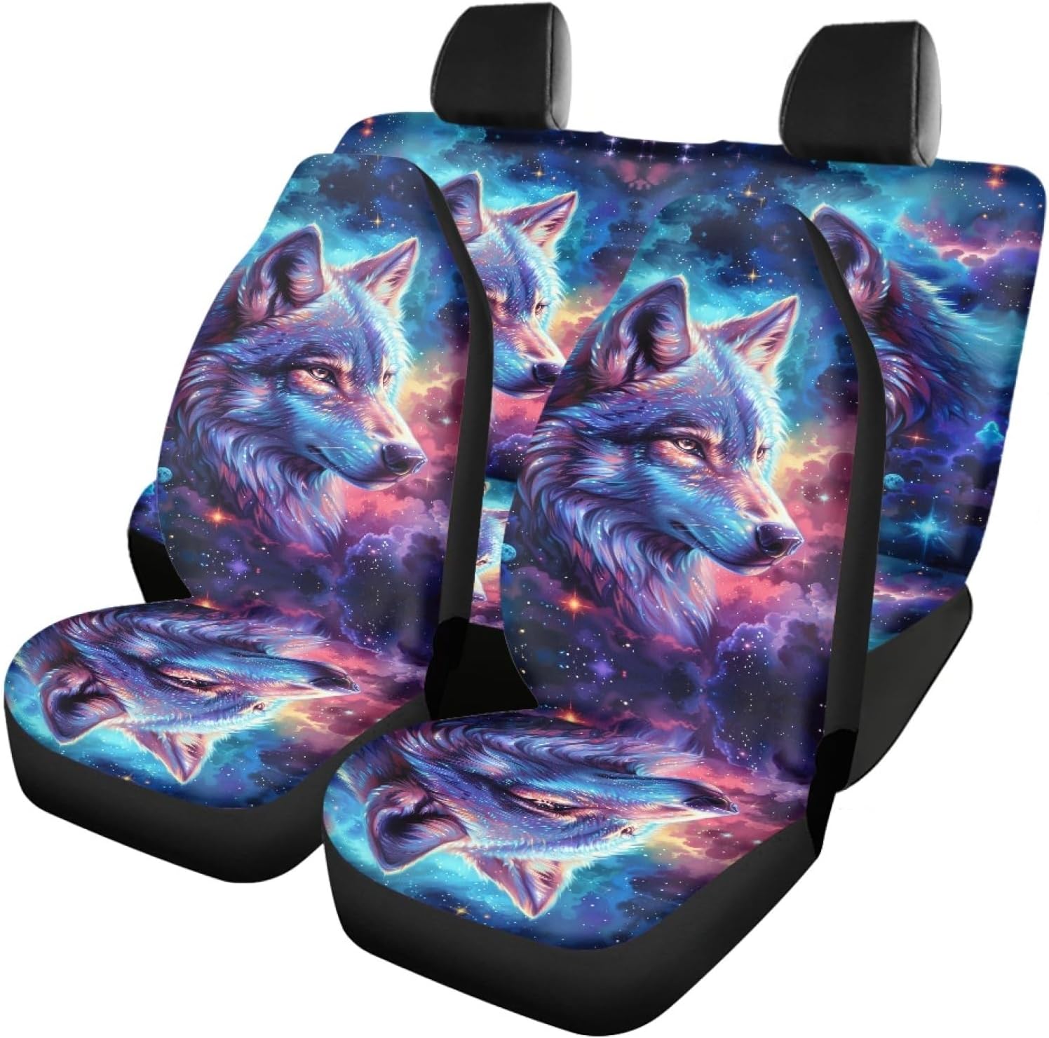Amazon.com: NiuKom galaxy wolf Car Seat Covers Full Set Front Seats for ...