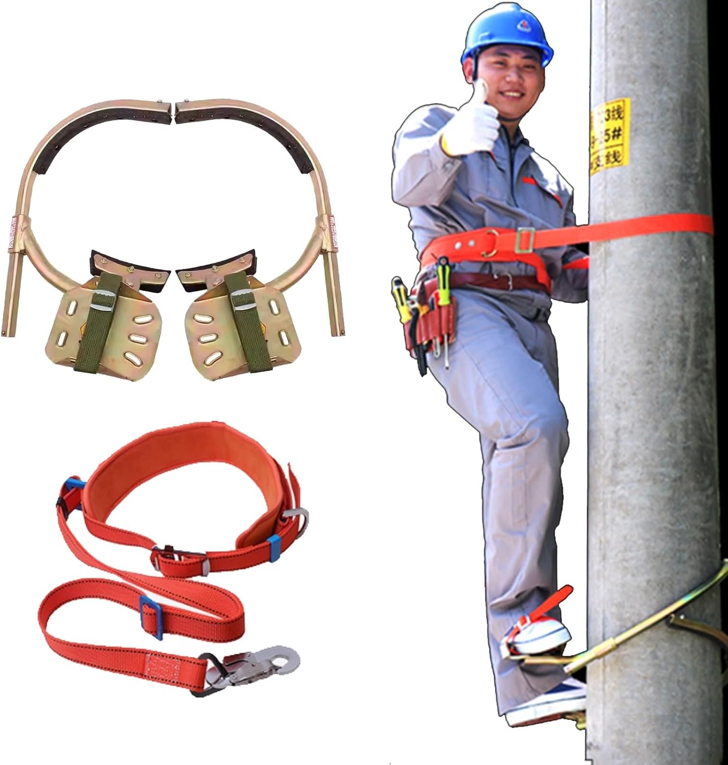WLCGYD Electrician Foot Buckle, Adjustable Pole Climbing Spikes for ...
