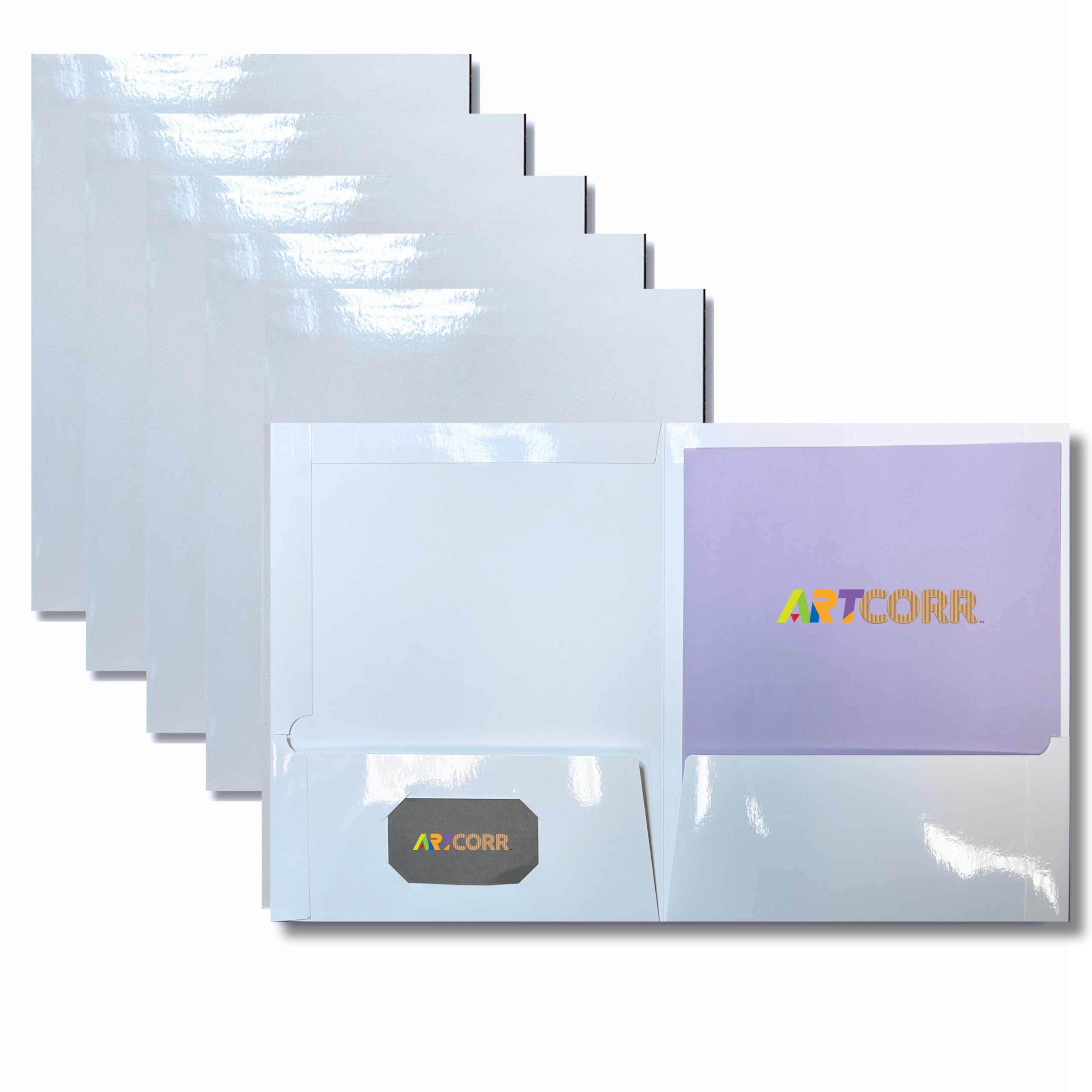 Amazon.com : ARTCORR 2 Pocket Glossy Laminated White Paper Folders ...