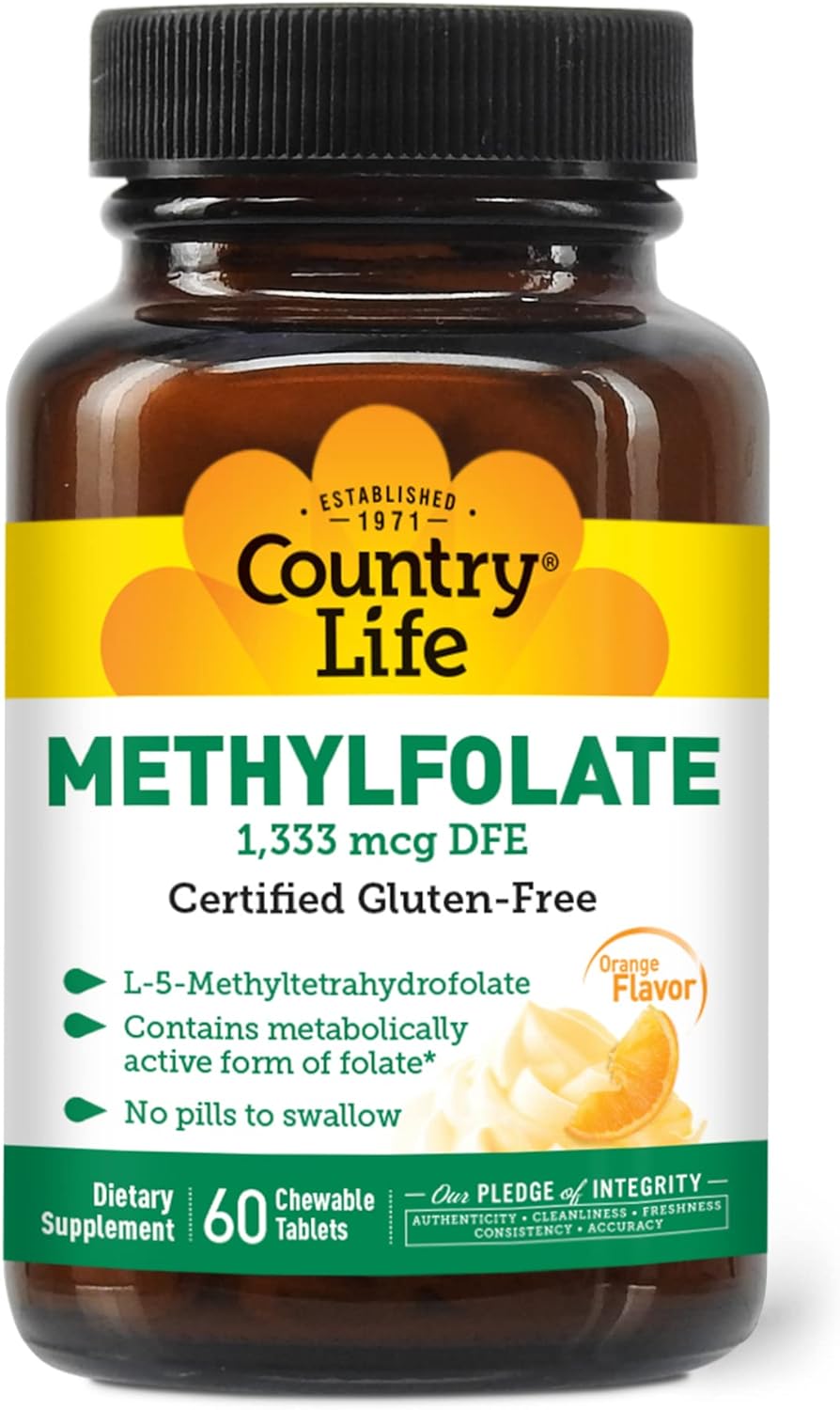 Amazon.com: Country Life Methyl Folate 800 mcg Lozenges, 60 Count ...