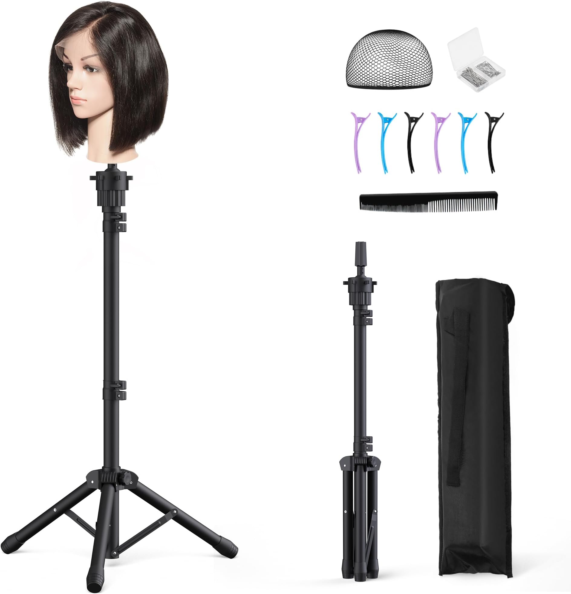 Amazon.com: MINI Wig Stand Tripod, 25 Inch Adjustable Mannequin Head ...