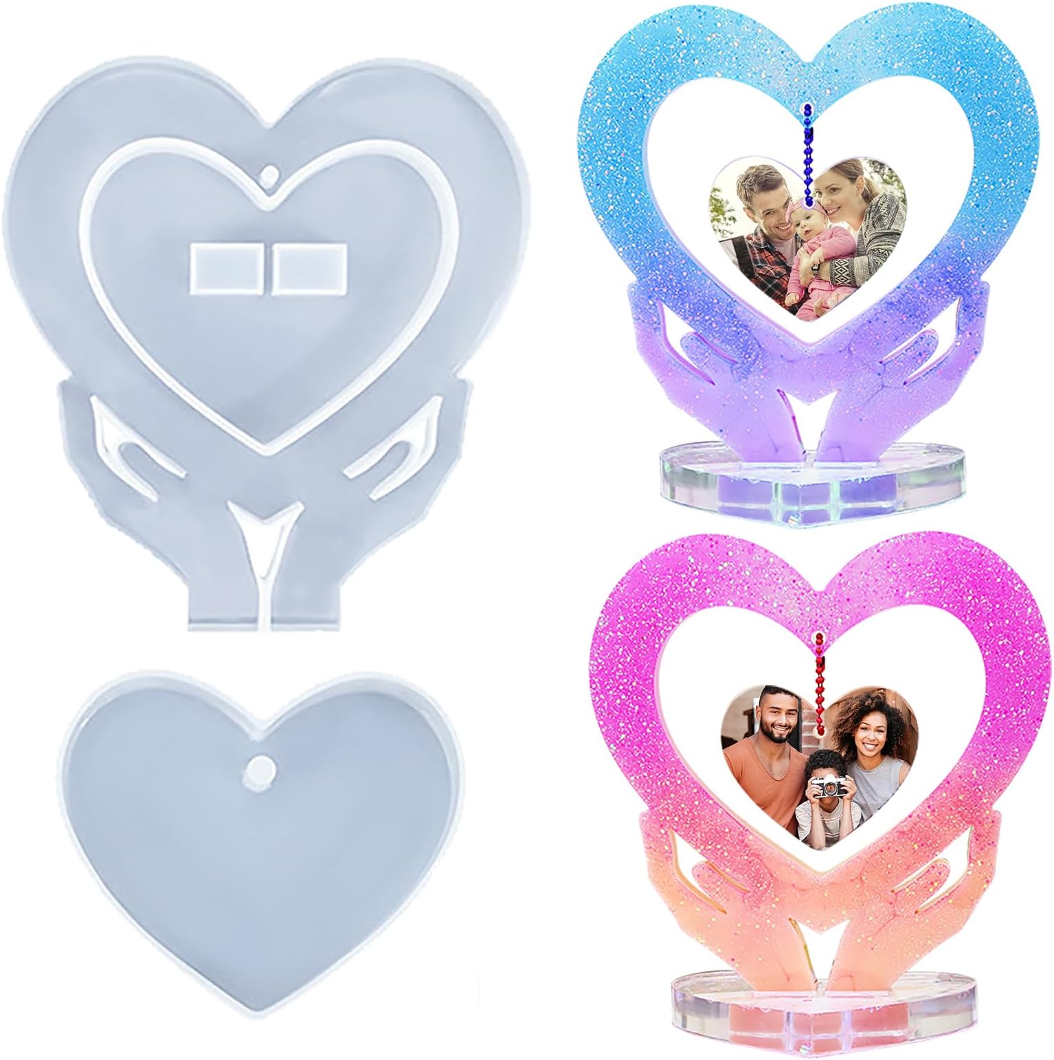 Silicone Molds for Heart Photo Frame Silicone Mould with Base DIY Heart ...