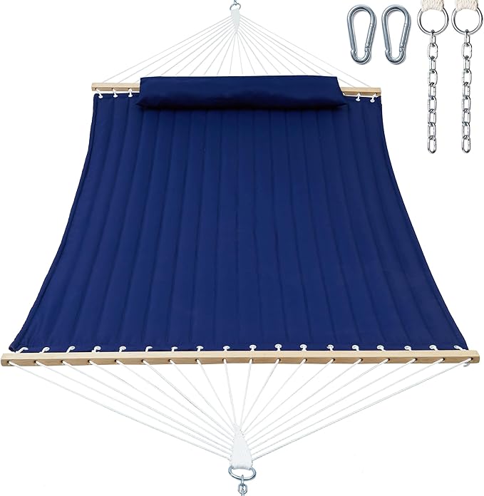 Amazon.com: GAFETE Double Quilted Fabric Hammock with Spreader Bar ...