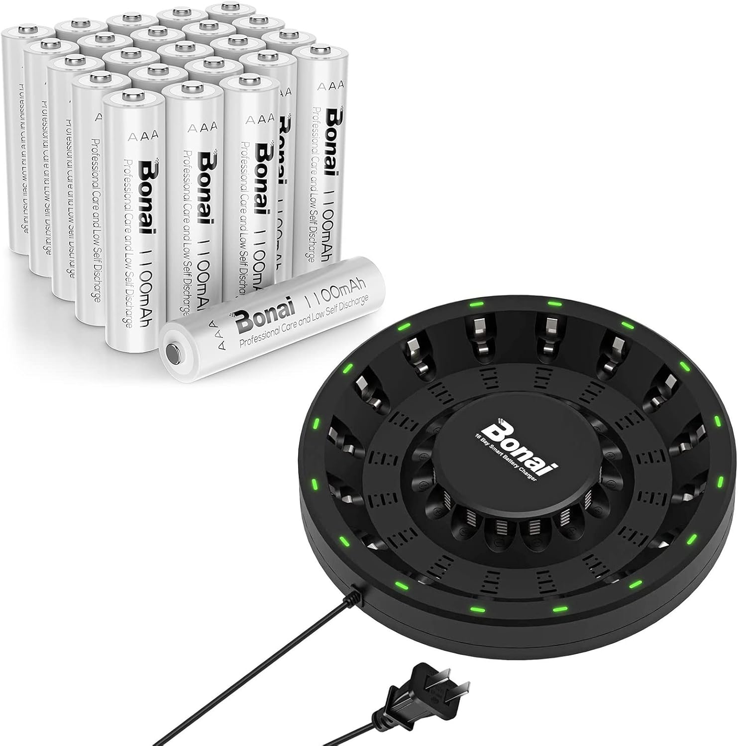 Amazon.com: BONAI 1100mAh AAA Rechargeable Batteries 1.2V Ni-MH 24 Pack ...