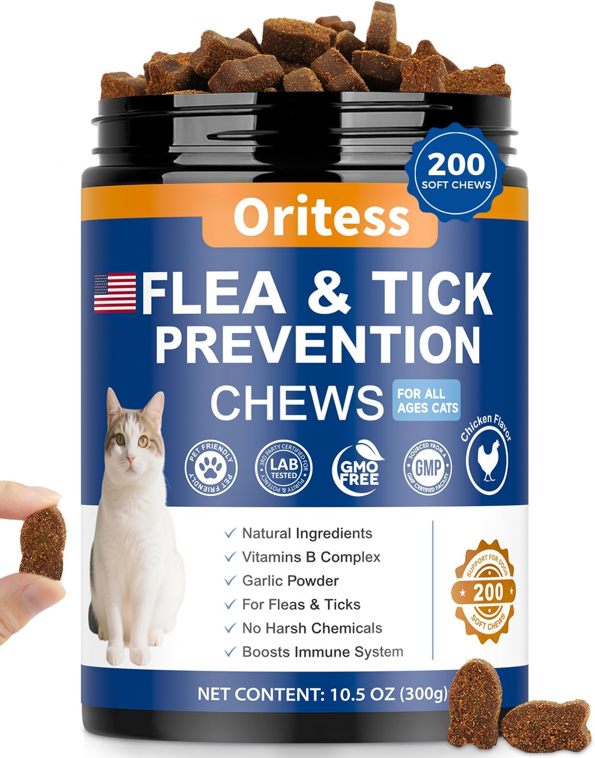 Amazon.com : Flea and Tick Prevention for Cats Chewable, 200 Natural ...