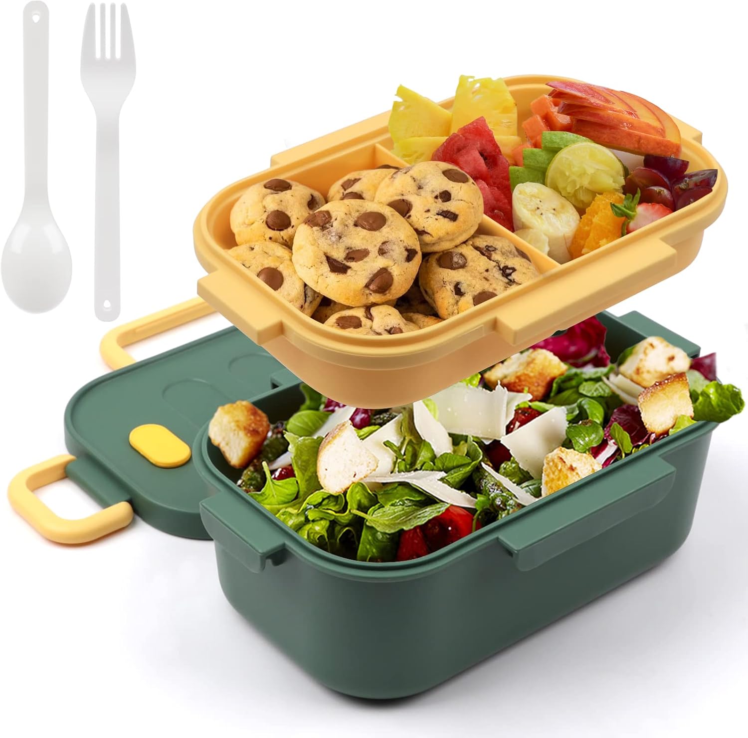 HENSHOW Lunchbox Erwachsene, 2 Layer - Lunch Box mit 5 Fächern und ...