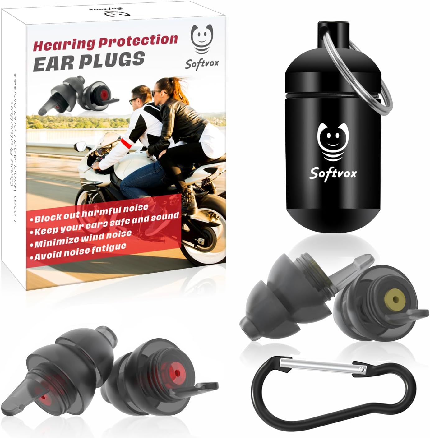 Amazon.com: Motorcycle Ear Plugs 2 Pairs, Wind Noise Reduction ...