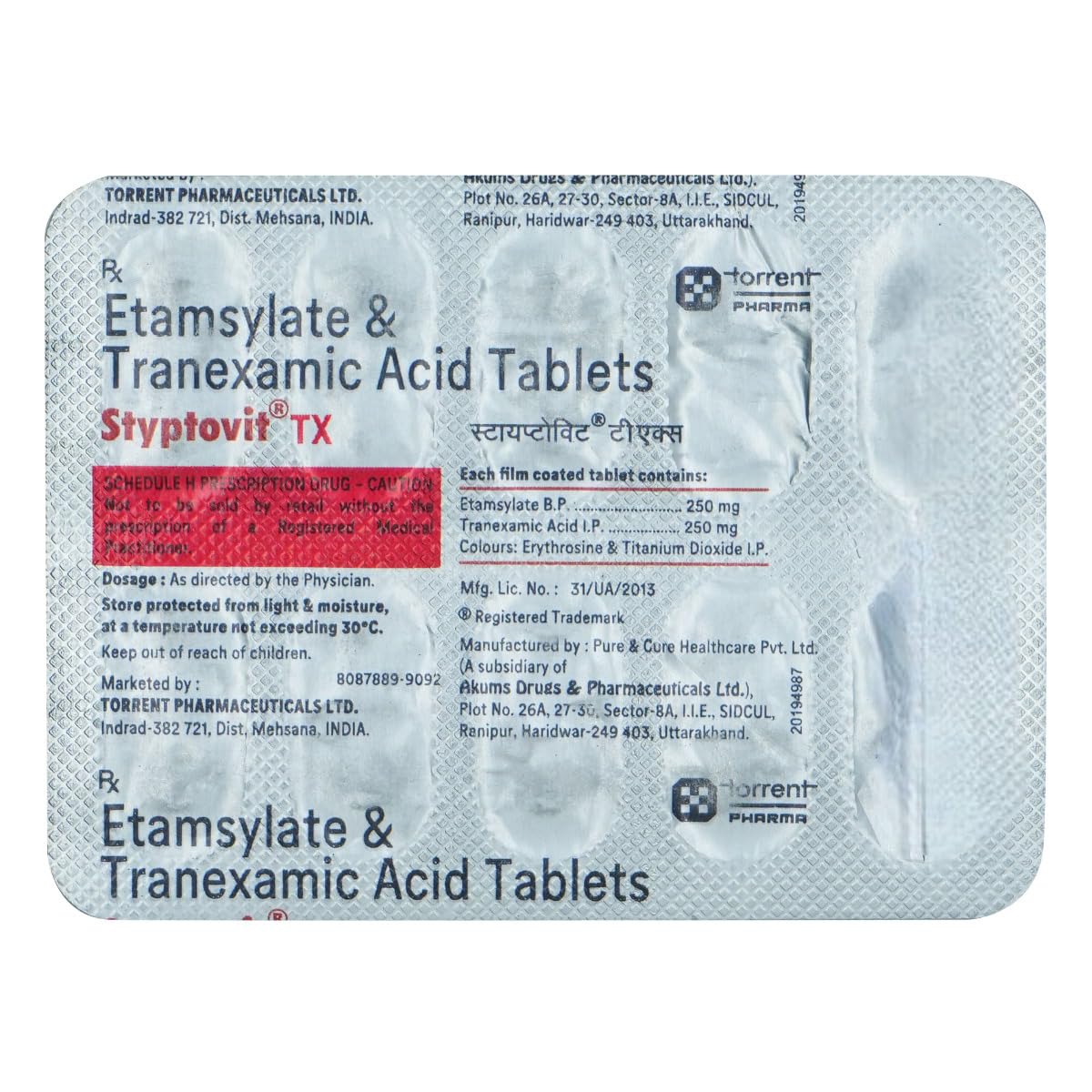 Styptovit TX 250 mg/250 mg - Strip of 10 Tablets : Amazon.in: Health ...