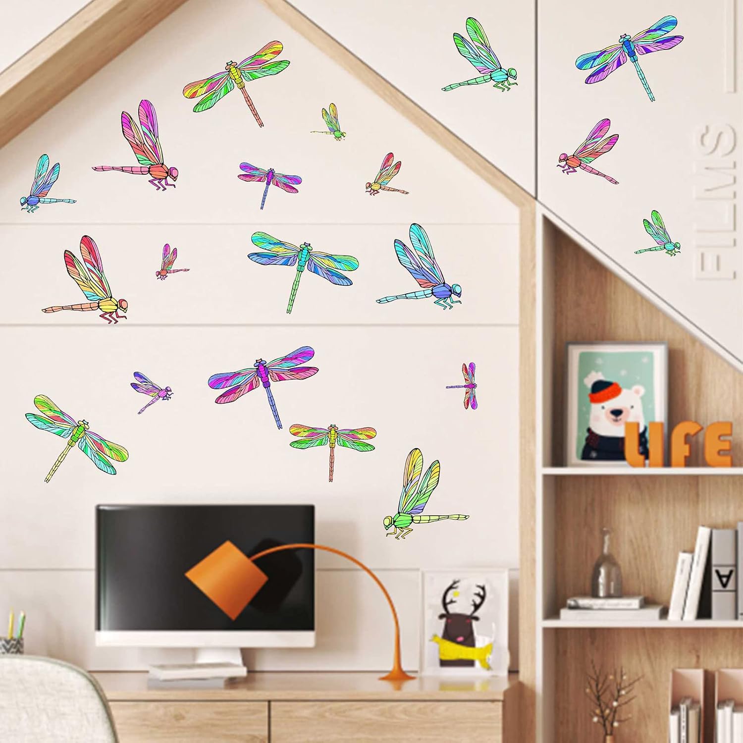 Amazon.com: Dragonfly Window Stickers Colorful Dragonfly Wall Stickers ...