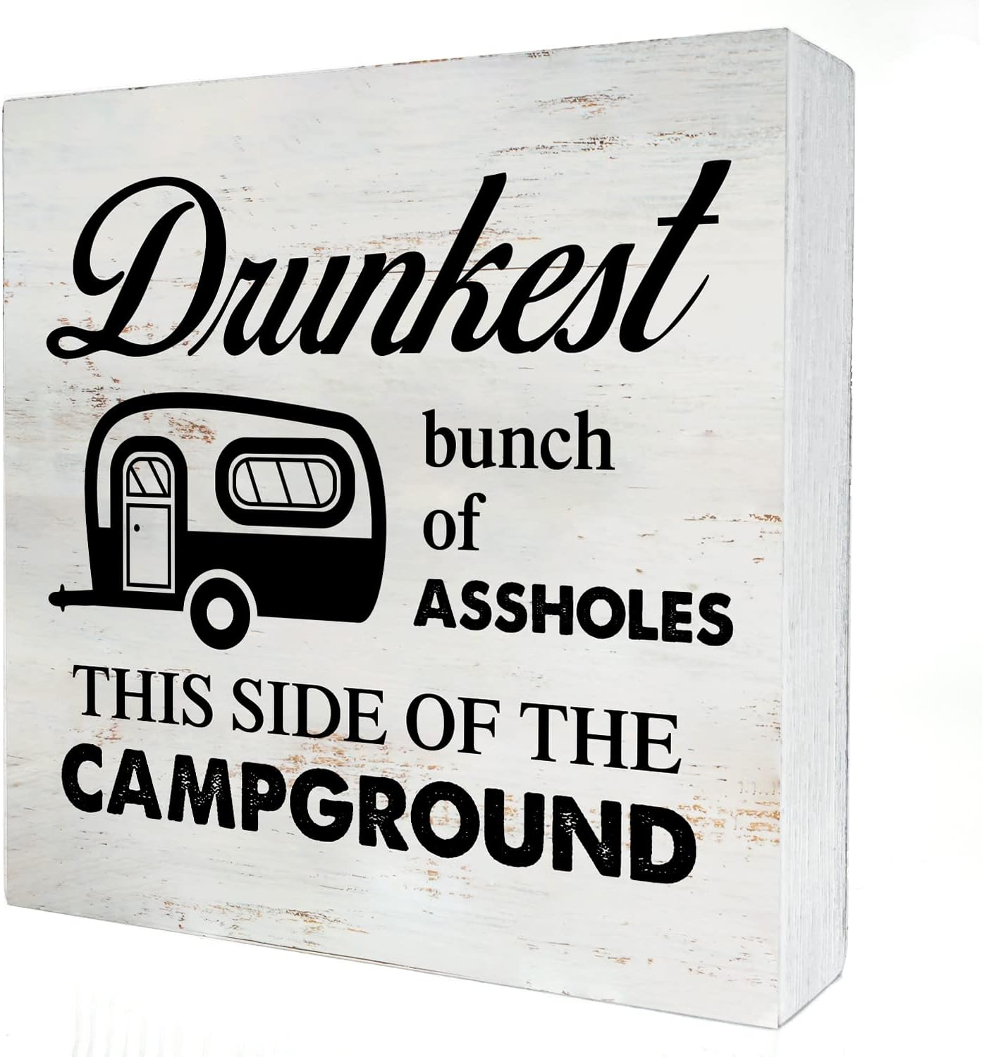 Amazon.com: Camping Wooden Box Sign with Sayings Desk Decor 5 x 5 Inch ...