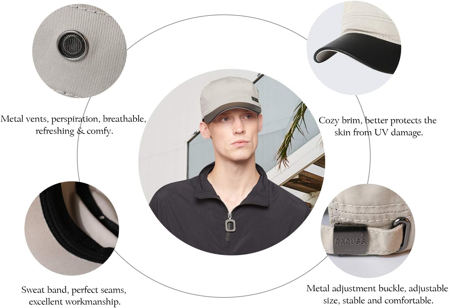 CACUSS Men's Caps Army Hat Cotton Classic Military Hats Adjustable ...