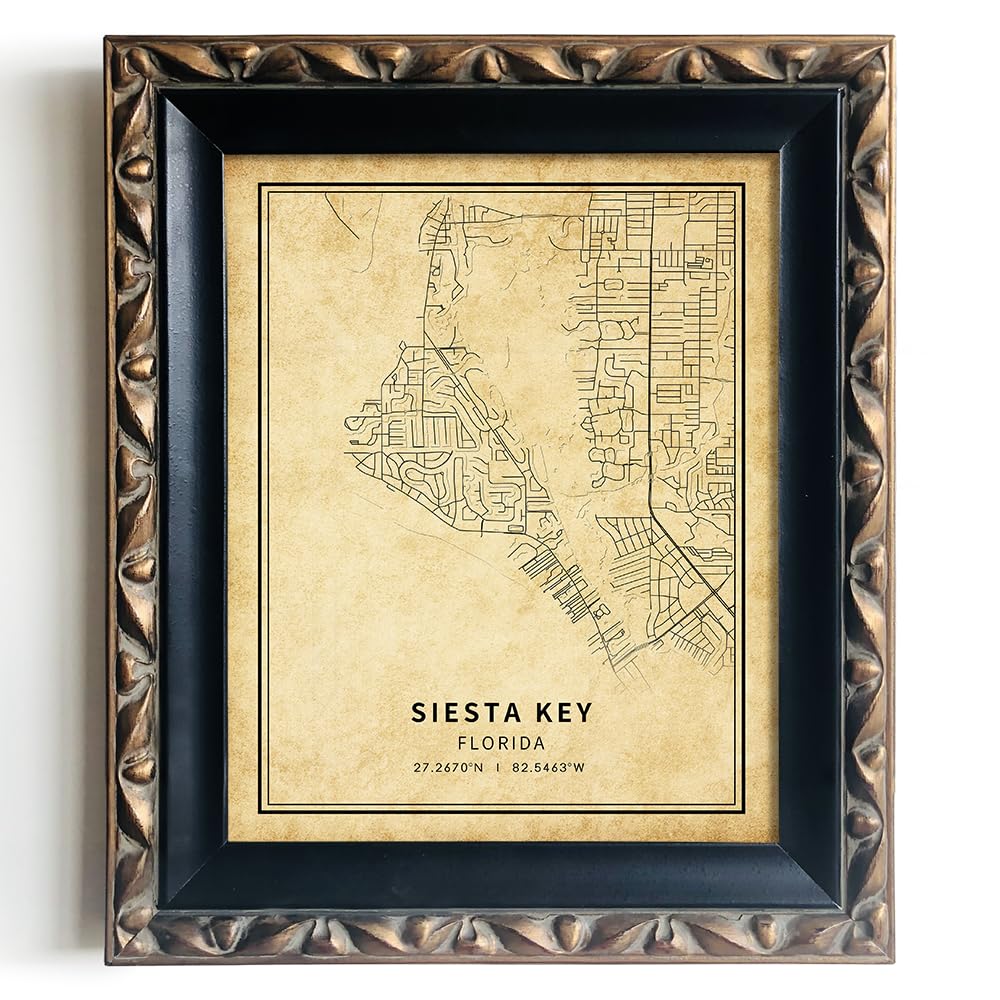 Amazon.com: Siesta Key Florida Vintage Poster - Siesta Key Map Wall Art ...